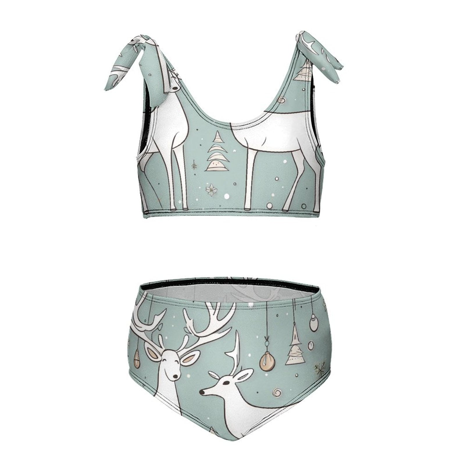 Snowman Christmas Tree Elk Two Piece Swimsuit Set, Bikini Swimsuit Suitable for Little Girls ...