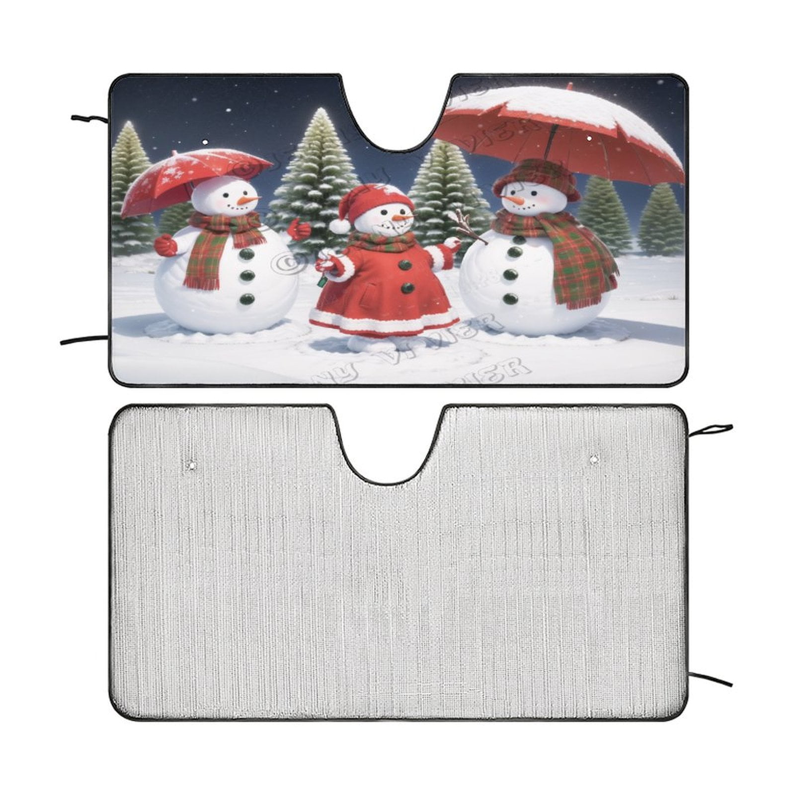 Snowman & Christmas Tree Funny Windshield Sun Shade for Car SUV Truck ...