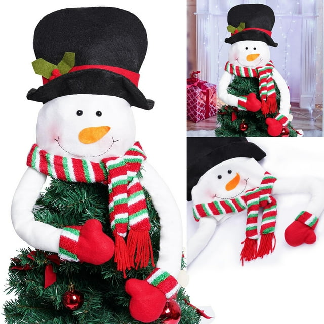 Snowman Christmas Tree Hugger - Xmas Holiday Tree Top Winter Snow Man ...