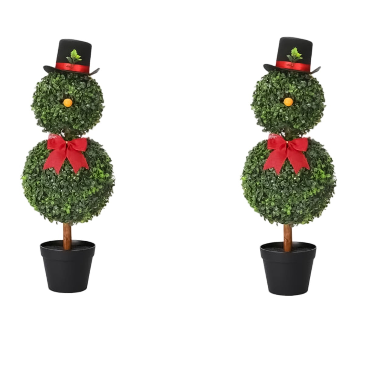 Artificial Snowman Topiary - 33.5Inch Christmas Snowman Shaped Topiary ...