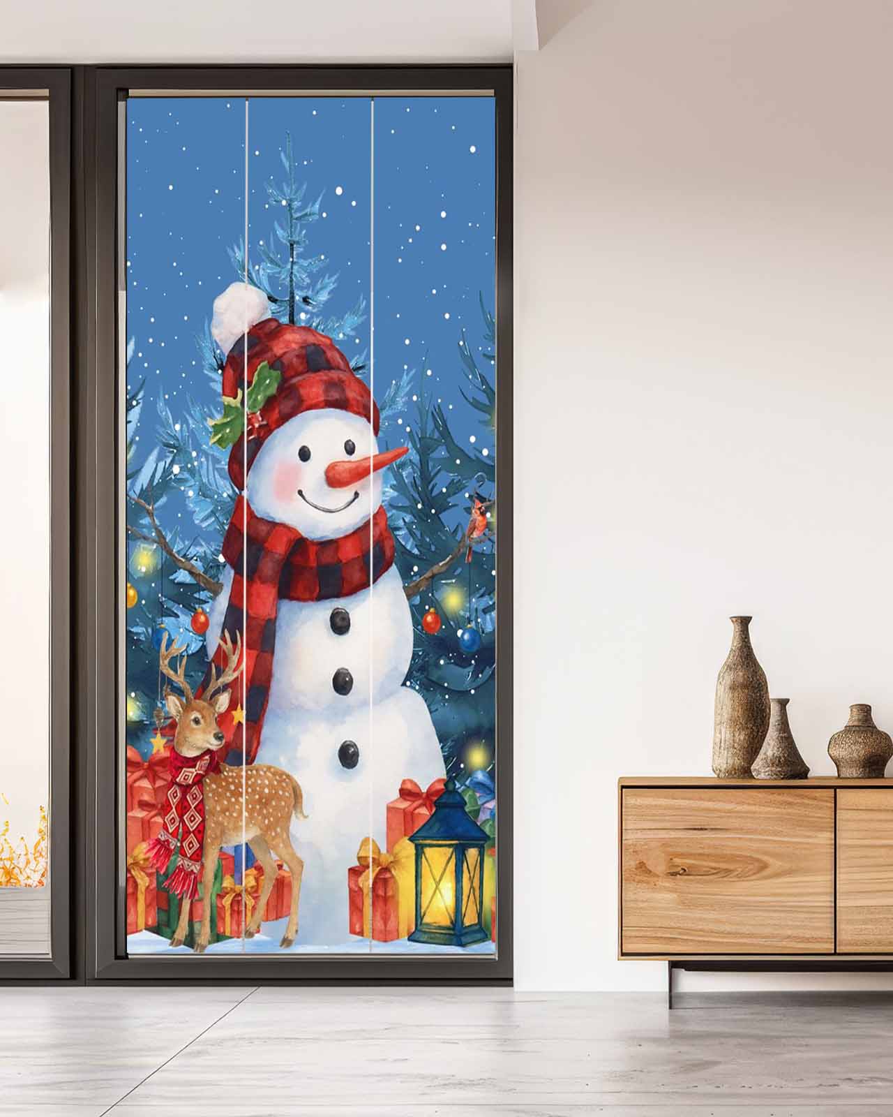 Snowman Christmas Window Privacy Film Stained Glass Window Film ...