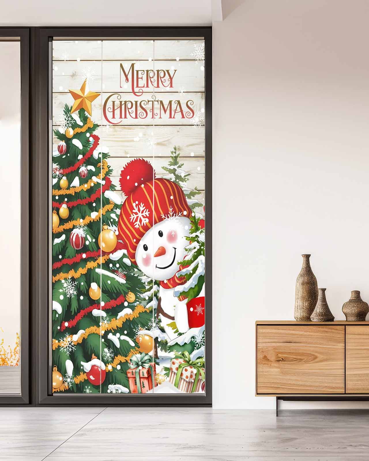 Snowman Christmas Window Privacy Film Stained Glass Window Film ...