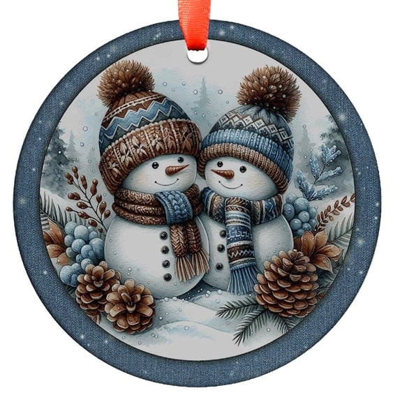 Snowman Couple Ornament, Winter Wonderland Decor, Cozy Holiday ...