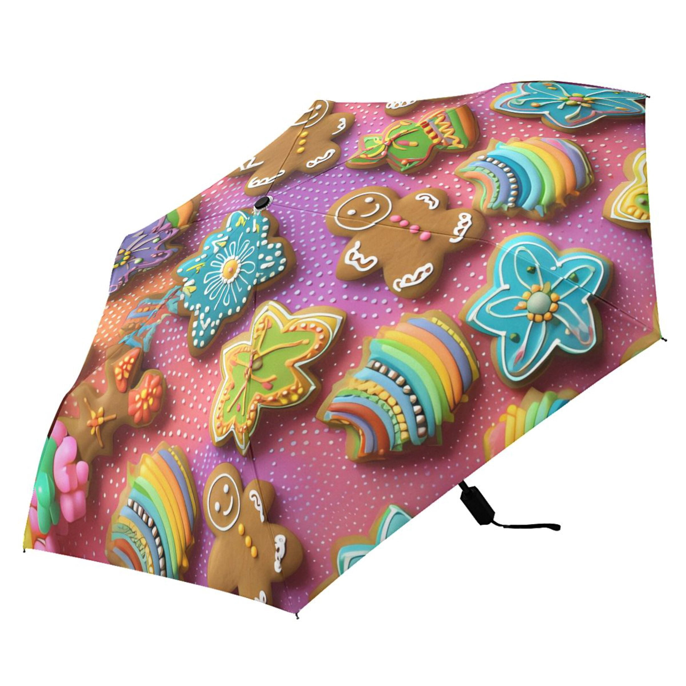 Snowman Cute on Pink Compact Folding Umbrella for Rain Windproof Travel ...