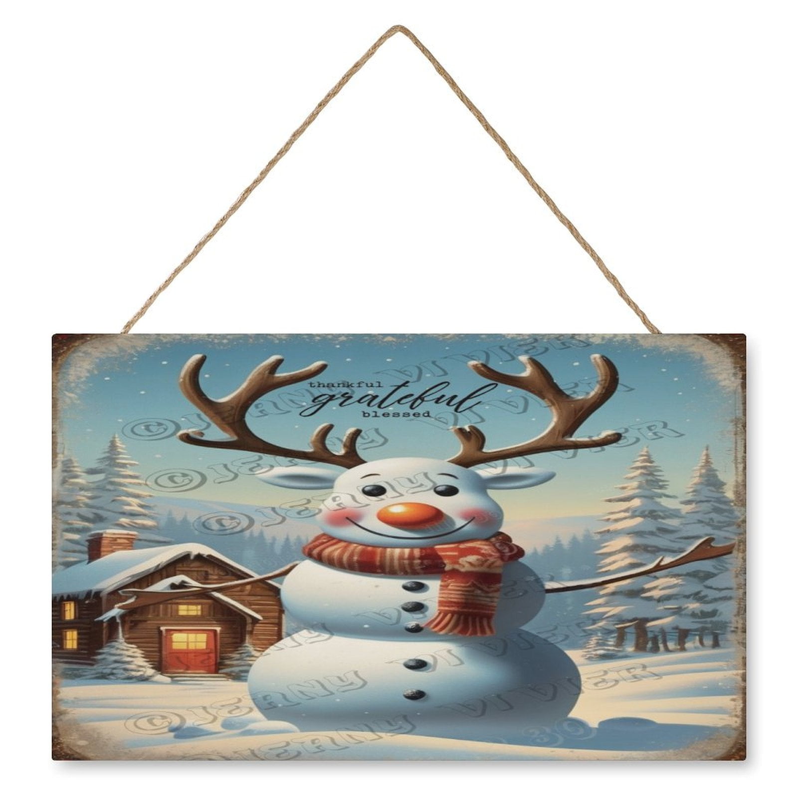 Snowman Decorative Wood Hanging Wood Plaque, Rustic Door Sign, Wall ...