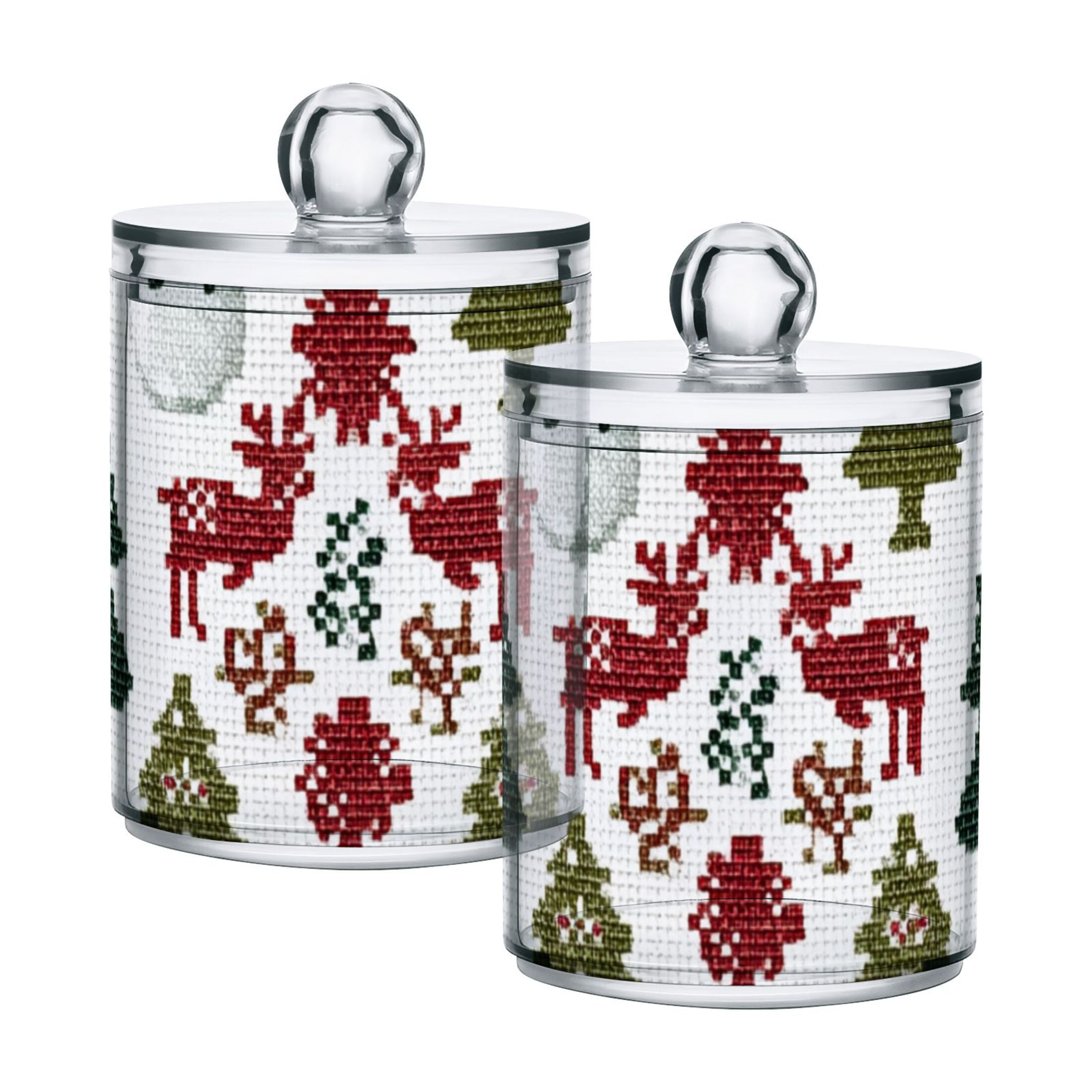 Snowman Deer Christmas Trees in Square Translucent Plastic Cans Storage ...