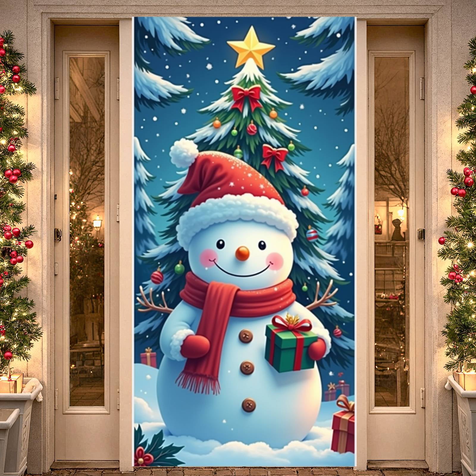 Snowman Design Christmas Banner Christmas Tree Decor Xmas Display Gift ...