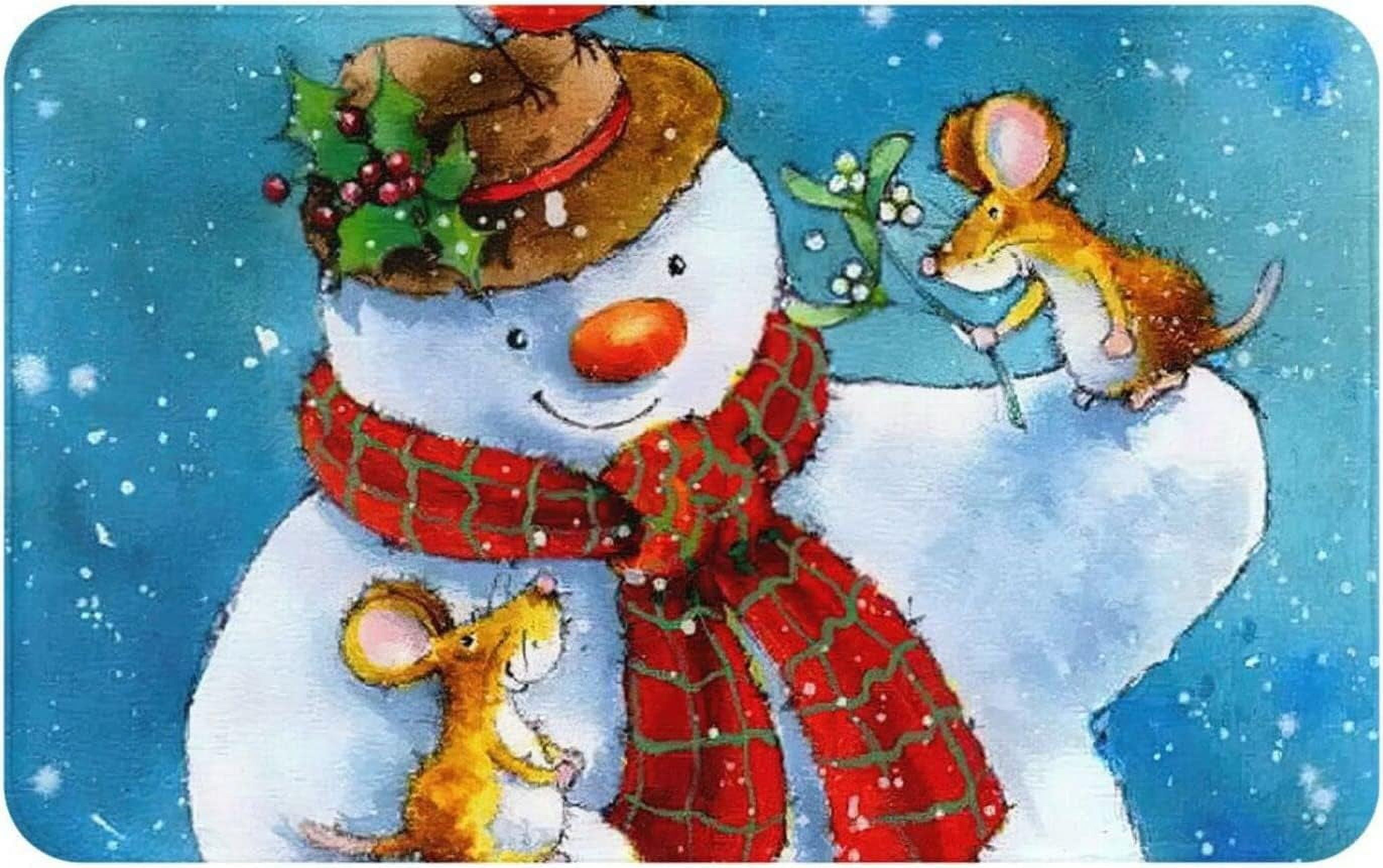 Snowman Door Mat Welcome Mats Indoor Absorbs Mud Doormat Anti-Slip ...