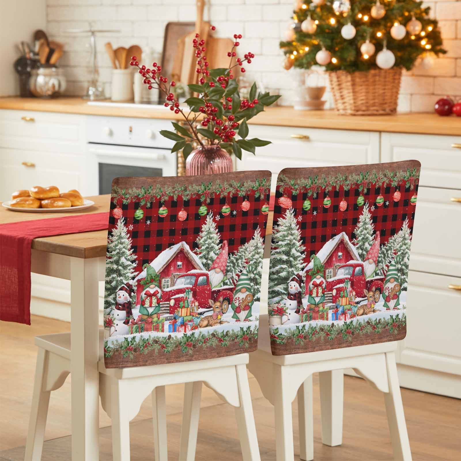Snowman Elk Gnome Chair Covers Set of 8 Truck Winter Christmas Tree ...