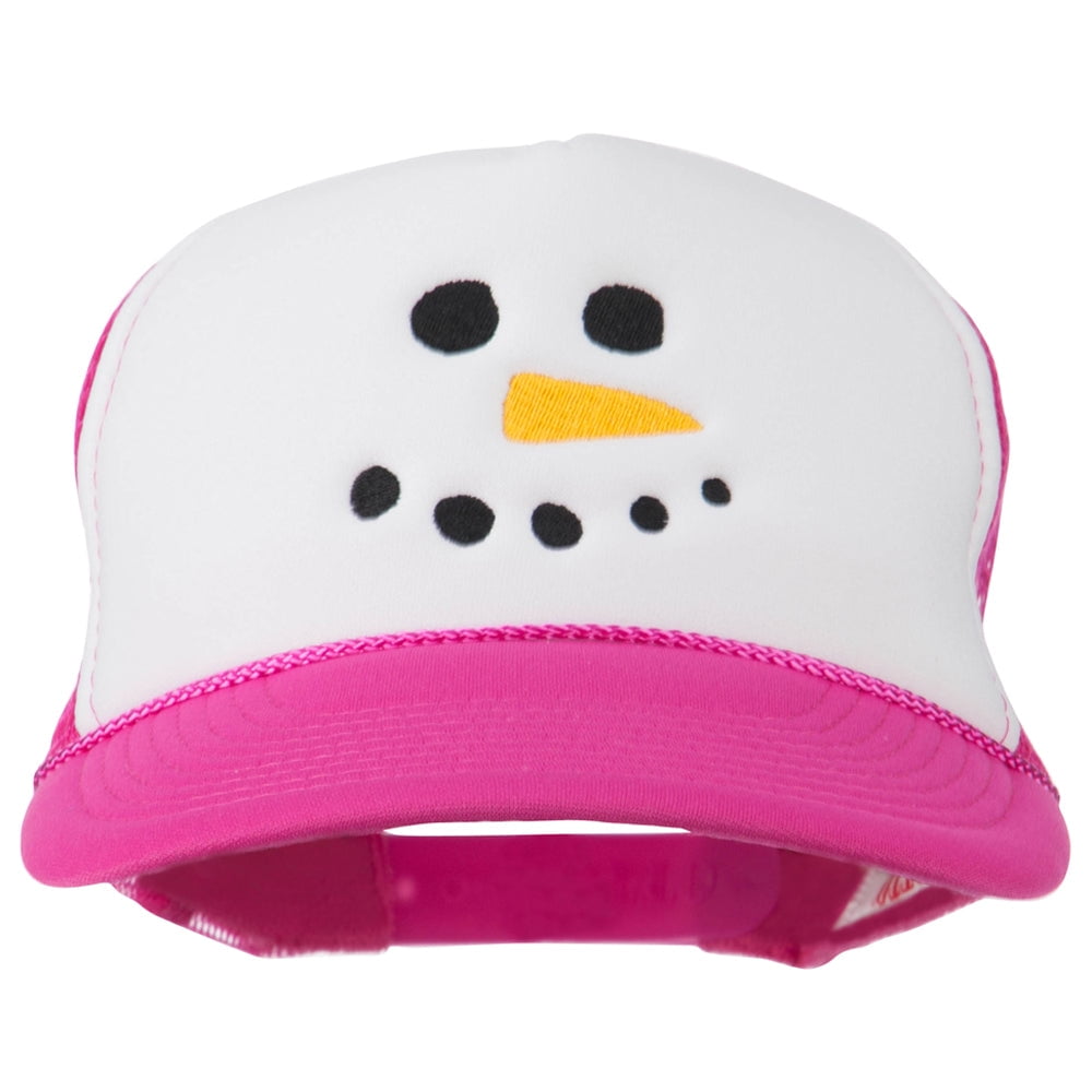 Snowman Face Embroidered Foam Mesh Cap - Hot Pink White OSFM - Walmart.com