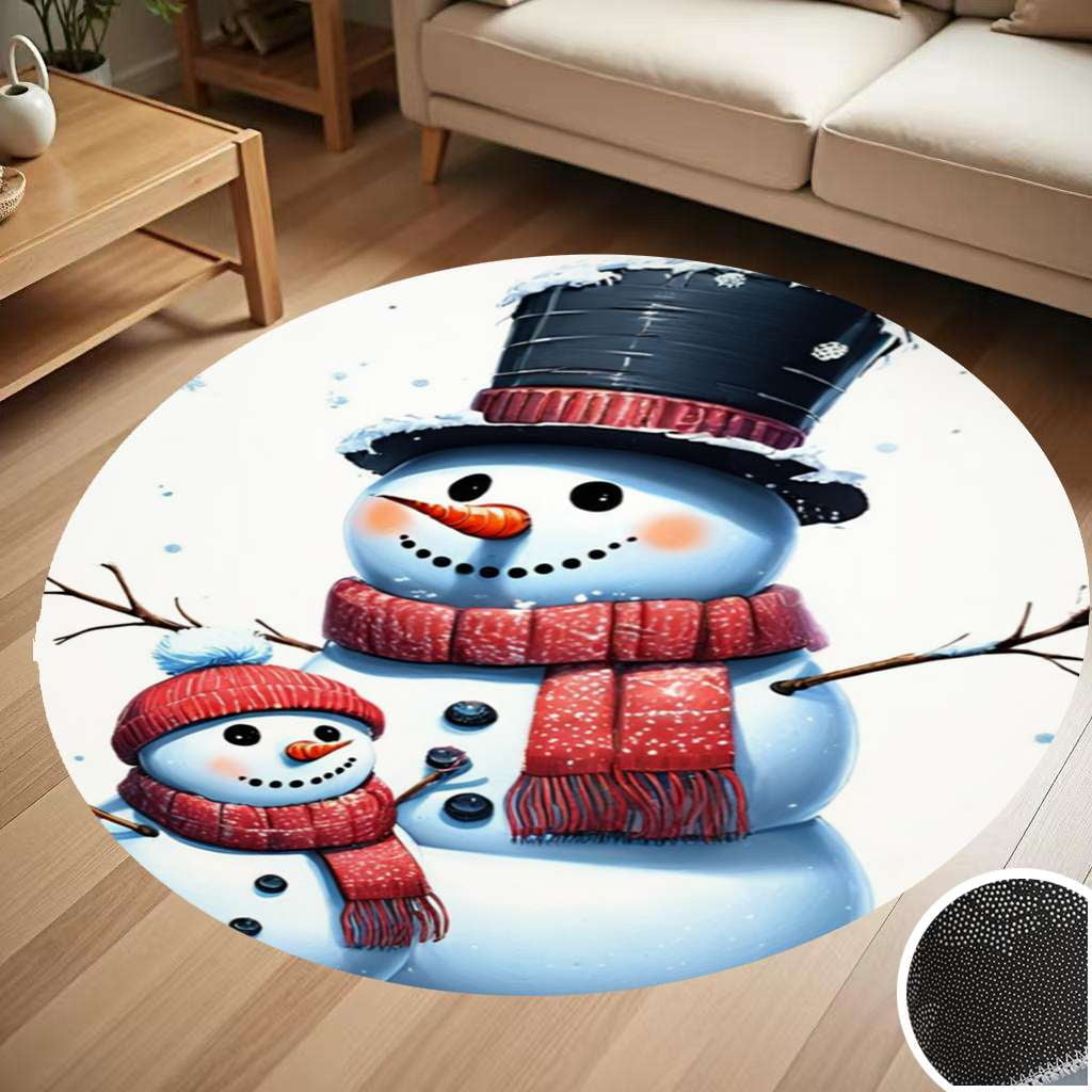 Snowman Family Winter Scene Round Carpet Living Room Bedroom Home ...