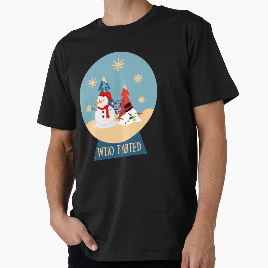 Snowman Farting Farts In A Snow Globe Premium Funny Tee Unisex T-Shirt ...
