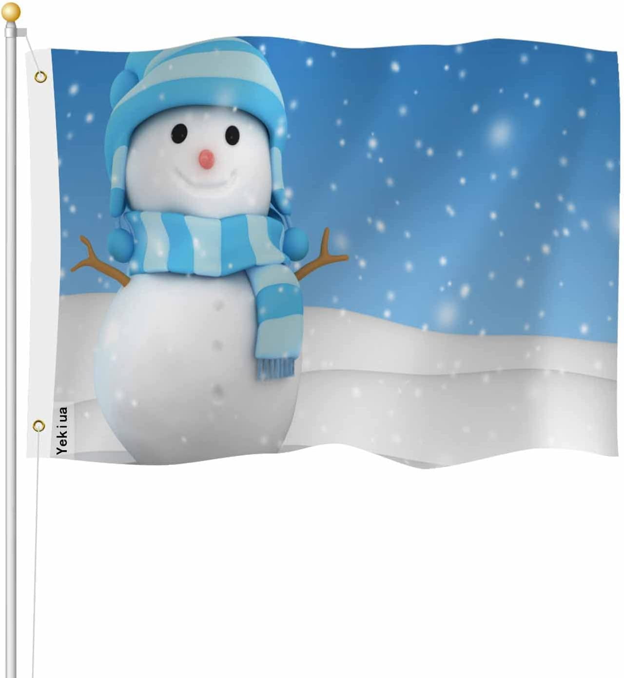 Snowman Flag Outdoor 3D Happy Lovely Cute Cartoon Christmas Snowman ...