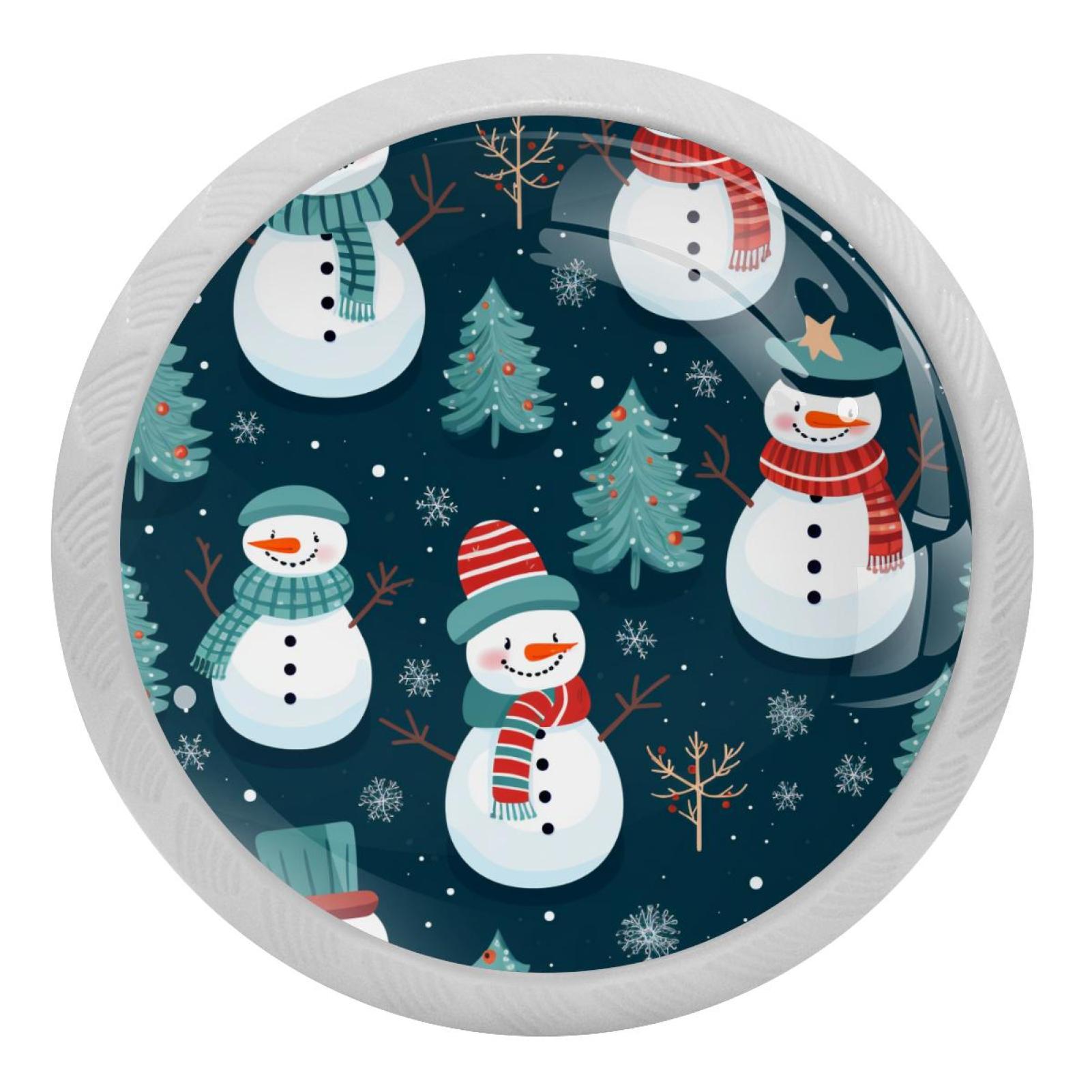 Snowman Fluorescent Drawer Pulls 4-Pack: Glow-in-the-Dark Round Cabinet Knobs for Kitchen ...