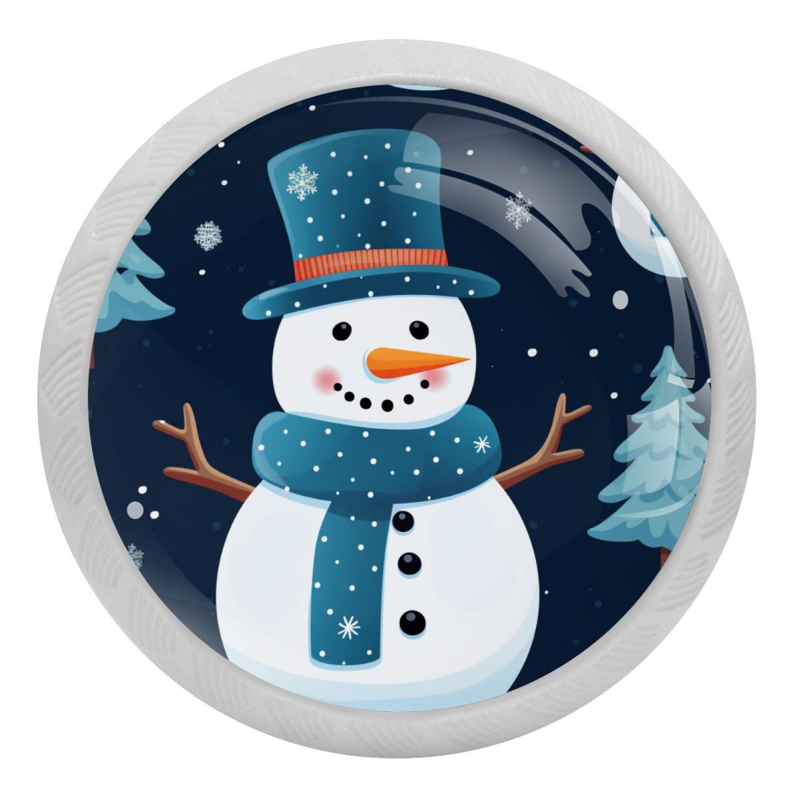 Snowman Fluorescent Drawer Pulls with Screws: Round 4-Pack, Glow-in-the-Dark Knobs for Cabinets ...