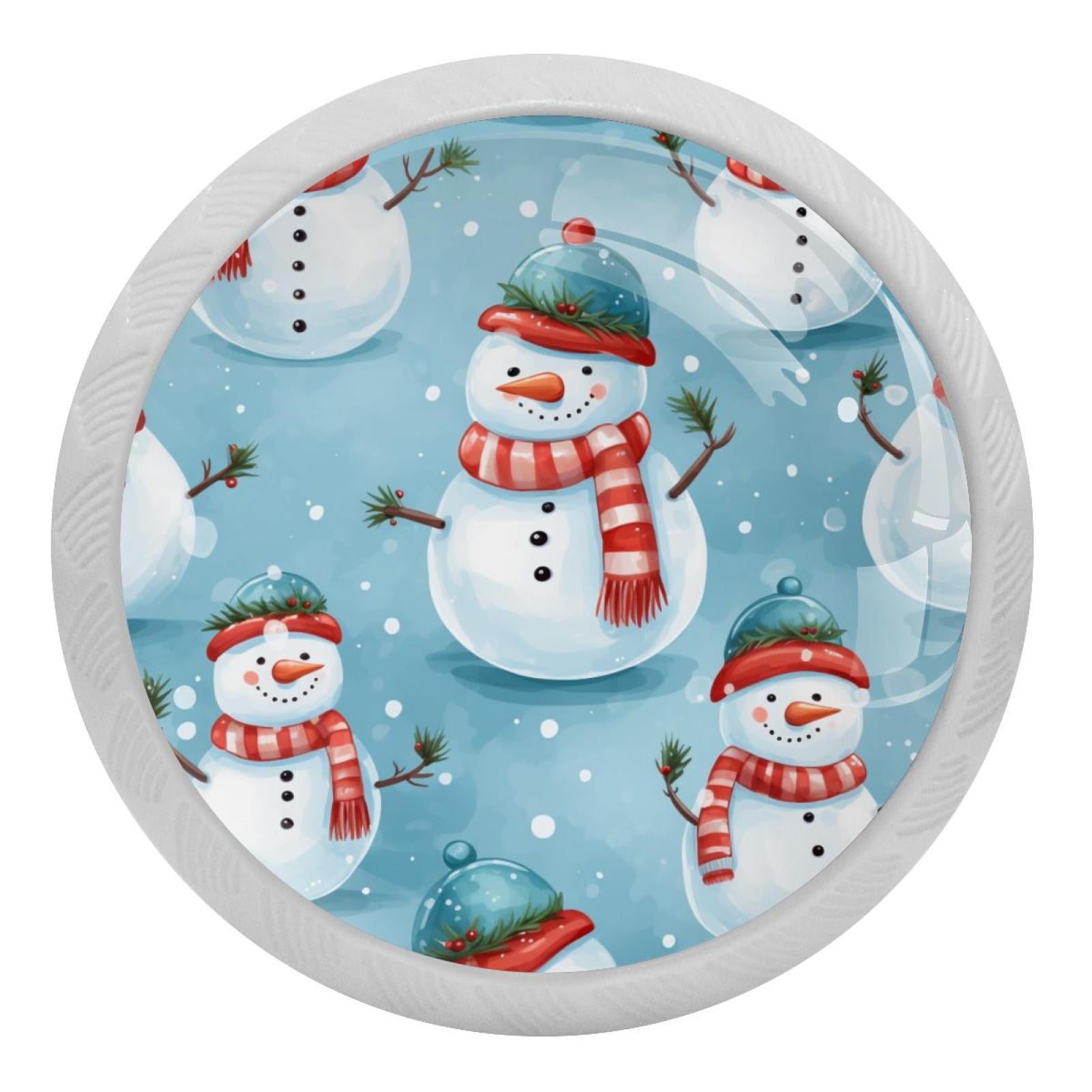 Snowman Fluorescent Drawer Pulls with Screws – Round 4-Pack, Glow-in-the-Dark Knobs for Cabinets ...