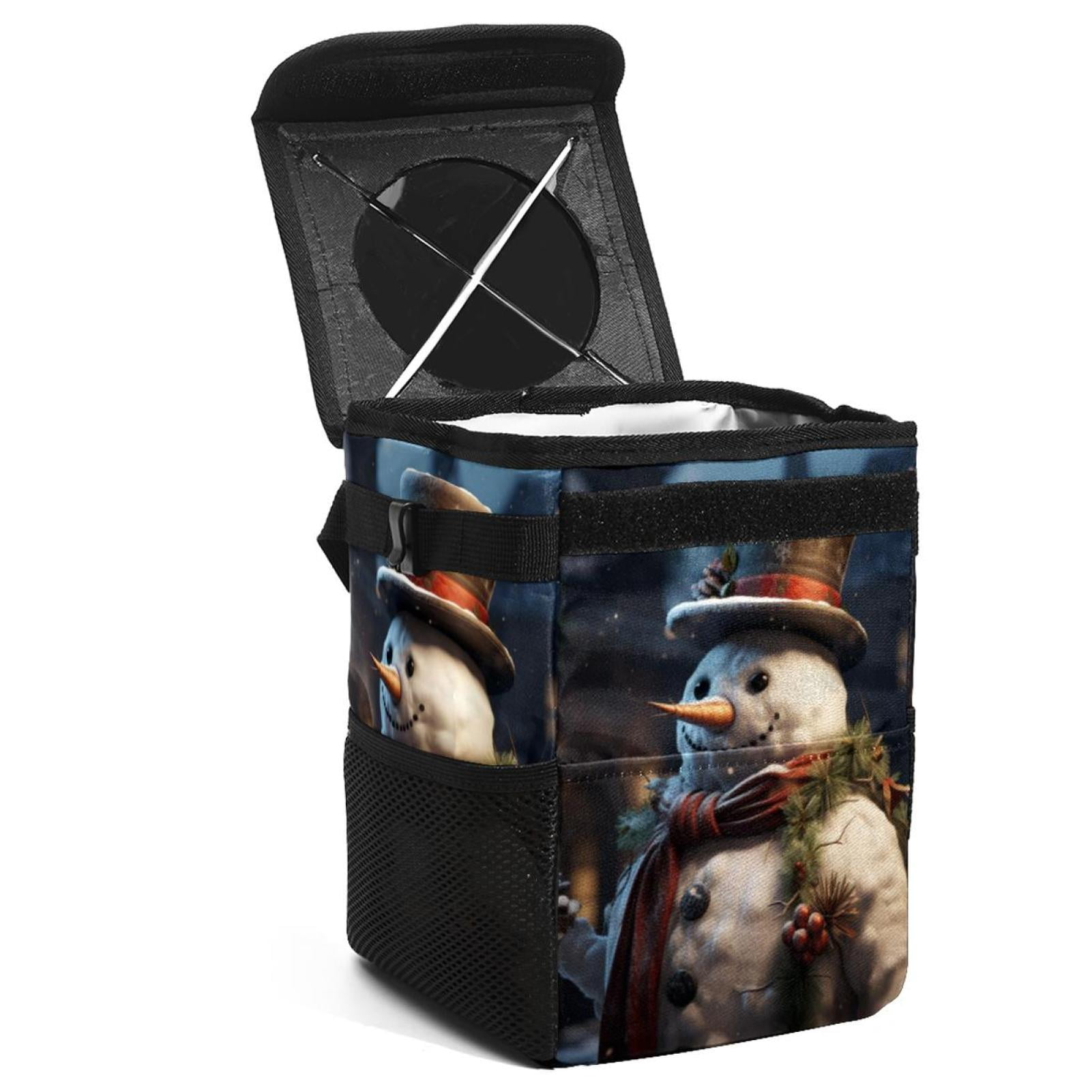 Snowman Foldable Car Garbage Can with Lid, Leak-Proof, and Hanging ...