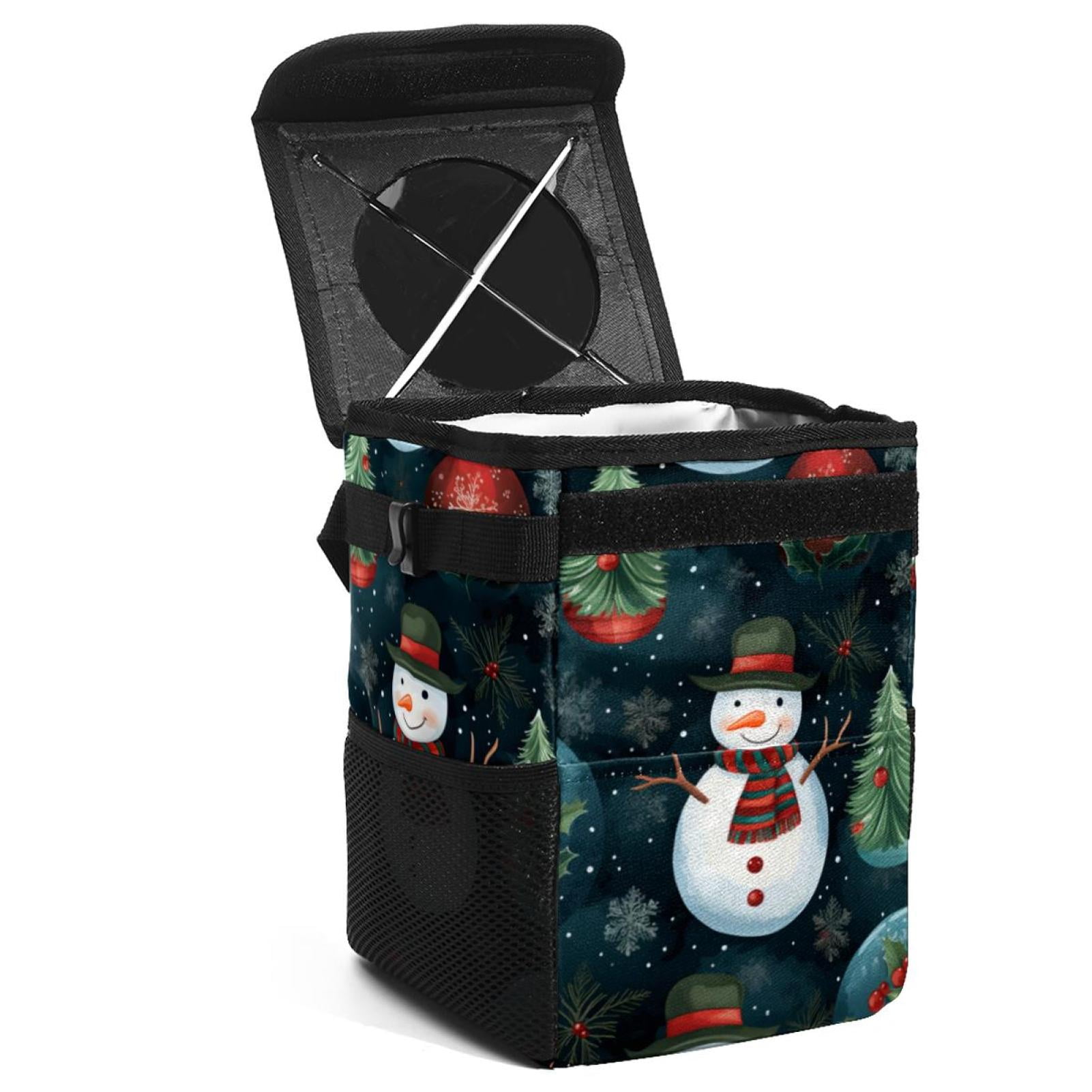 Snowman Foldable Car Trash Bin Mini Trash Can with Lid, Leak-proof ...