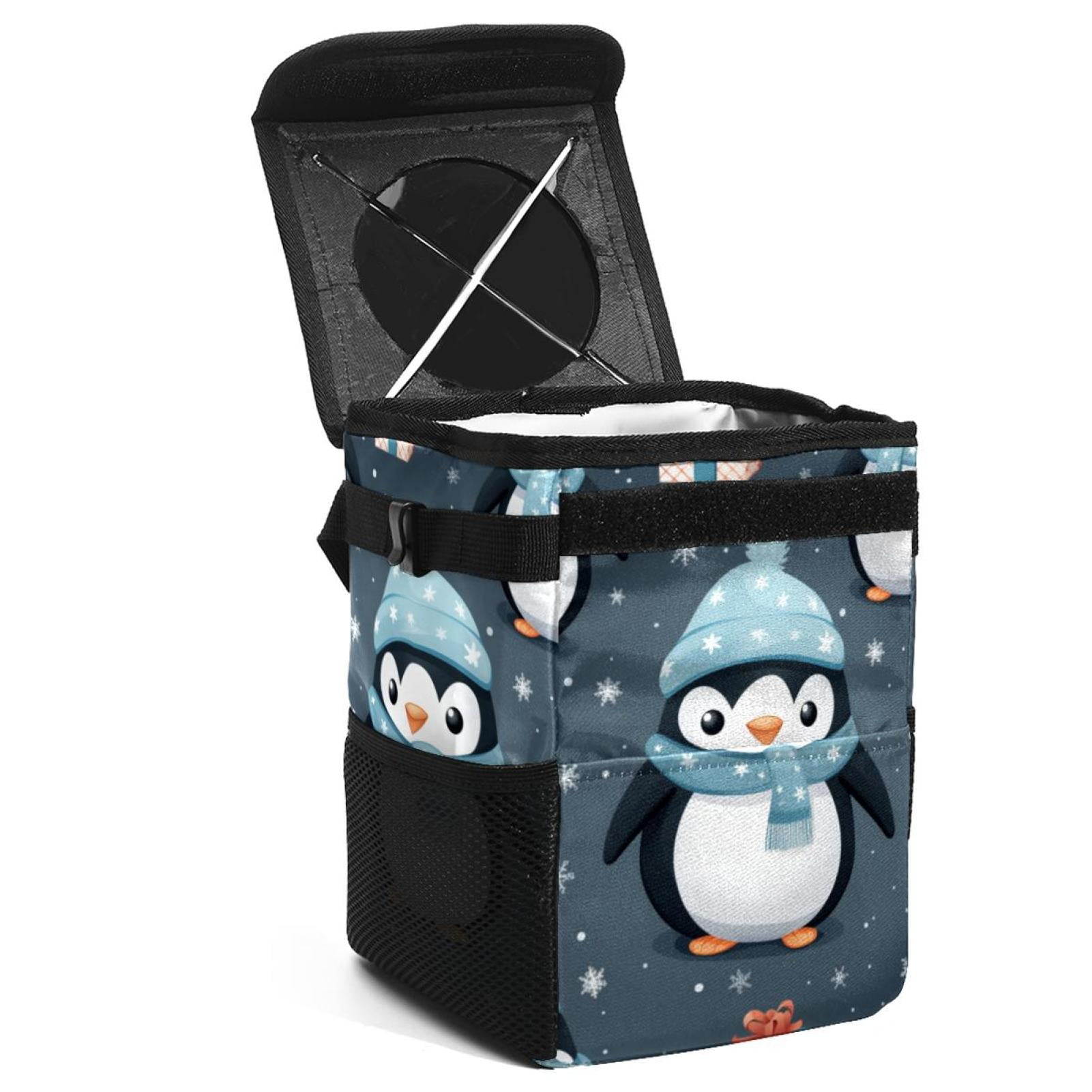 Snowman Foldable Car Trash Can with Lid, Leak-Proof Mini Trash Can ...