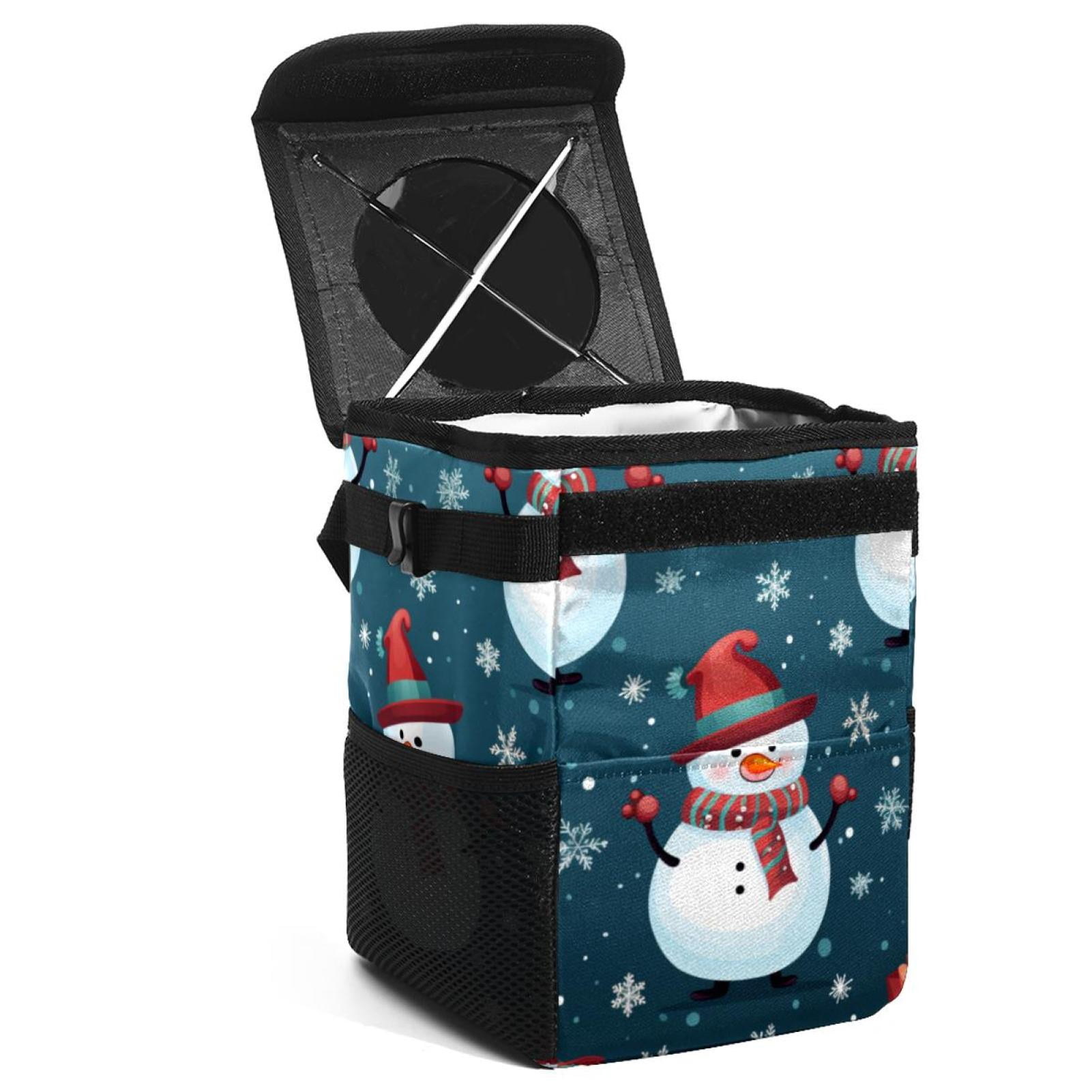 Snowman Foldable Car Trash Can with Lid, Leak-Proof, and Hanging ...