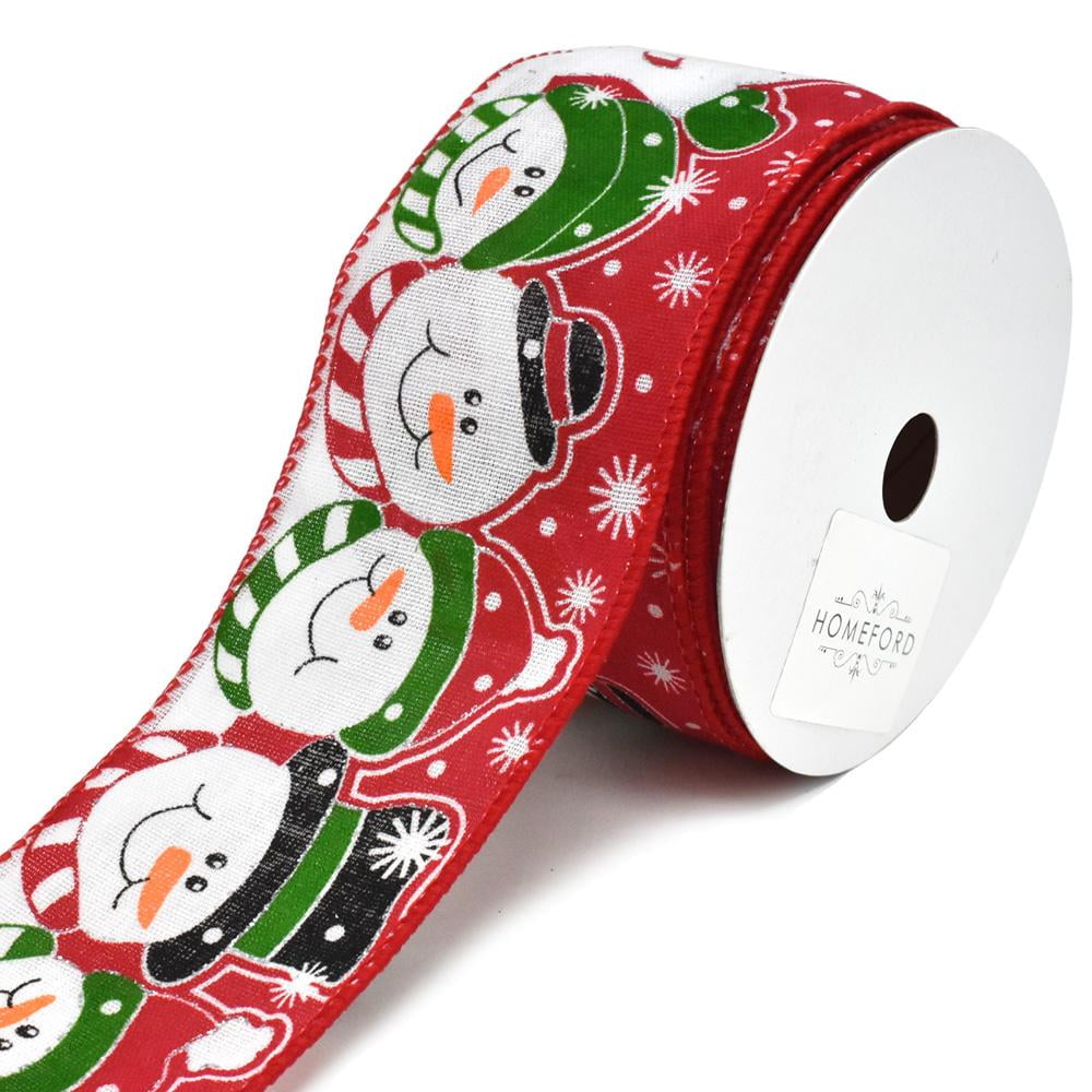 Snowman Friends Printed Wired Christmas Ribbon, 2-1/2-Inch, 10-Yard ...