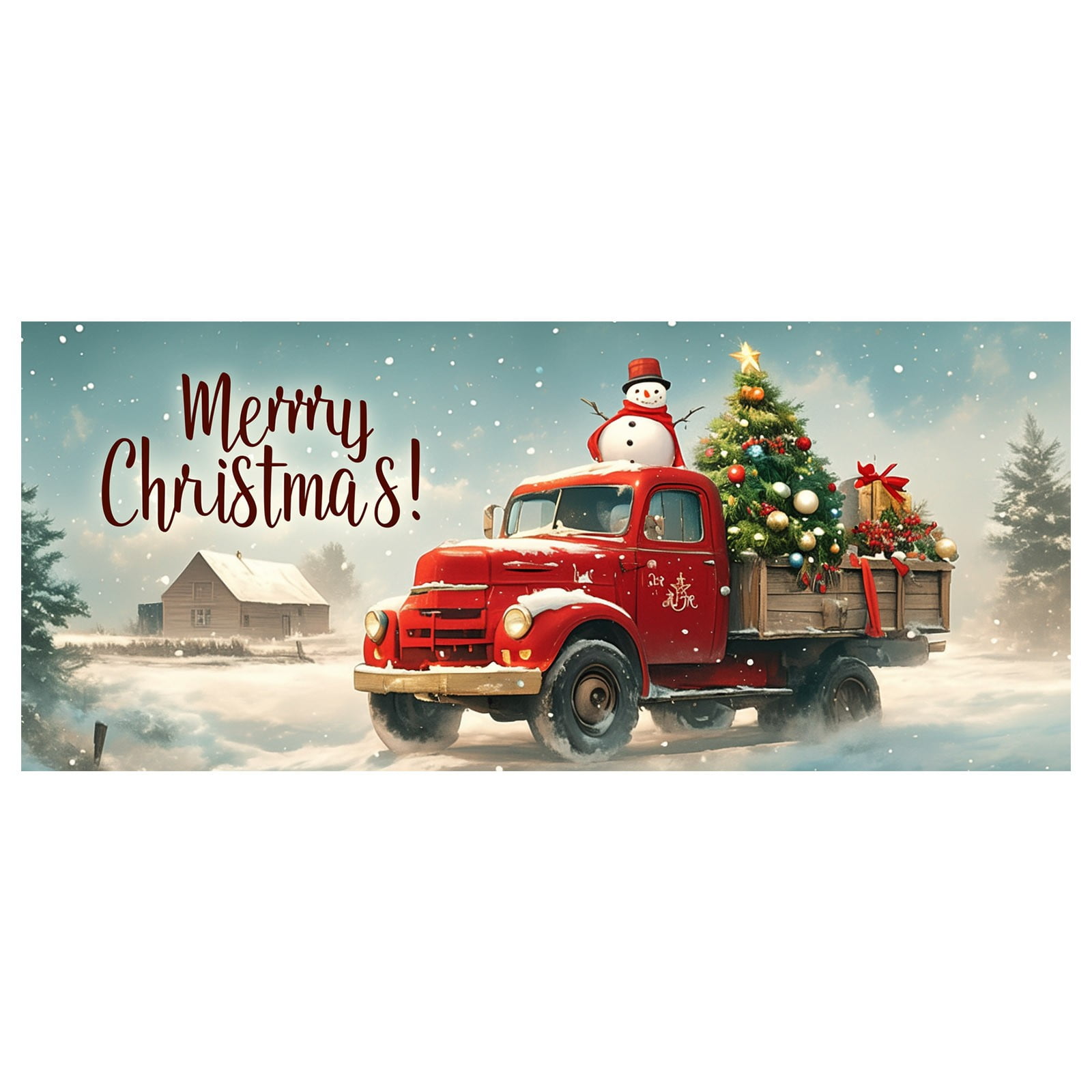 Snowman Garage Door Banner Merry Garage Door Hanging Triangular Flags ...