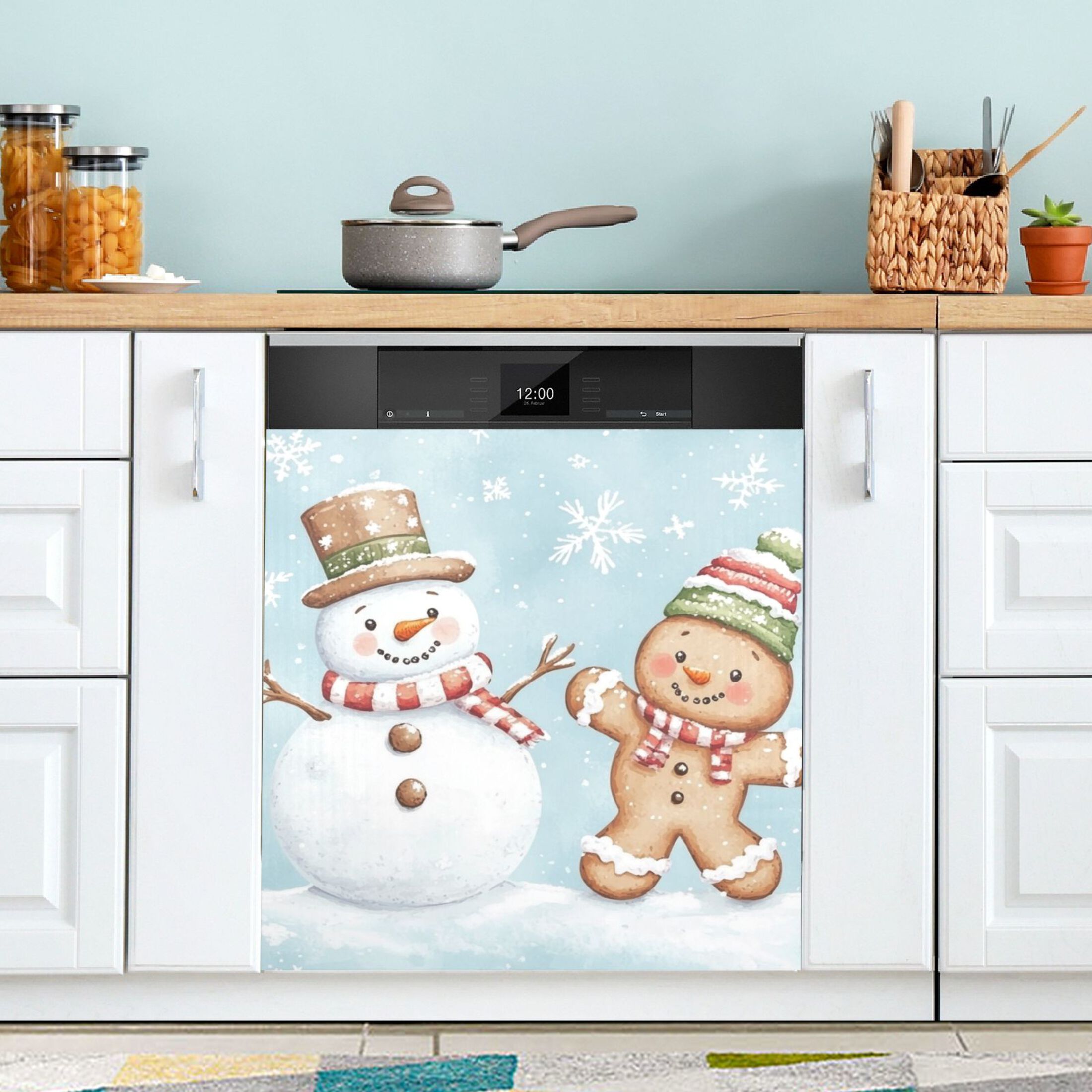 Snowman Gingerbread Man Christmas Dishwasher Magnet Refrigerator ...