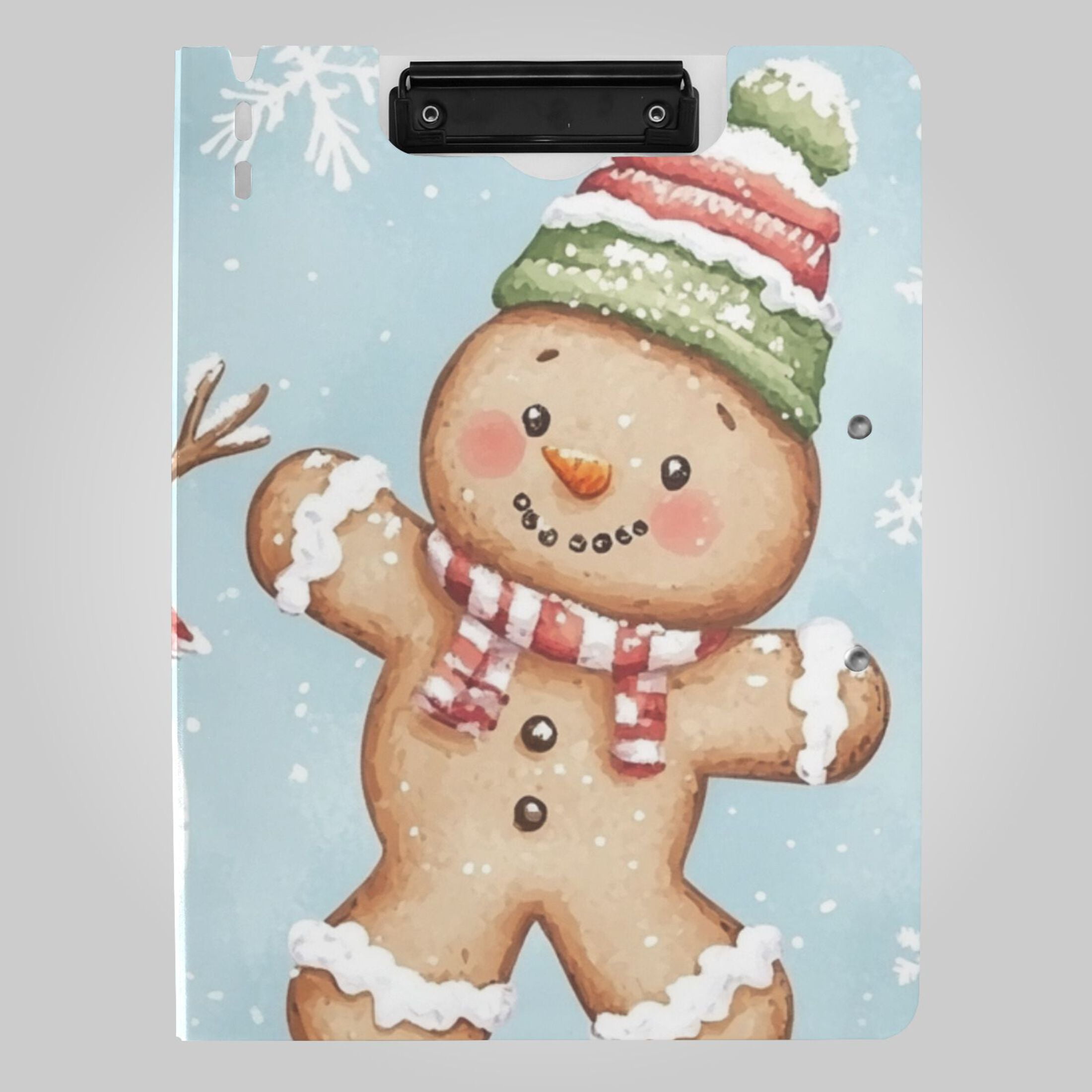 Snowman Gingerbread Man Christmas Foldable Binder Folder Clipboard with ...