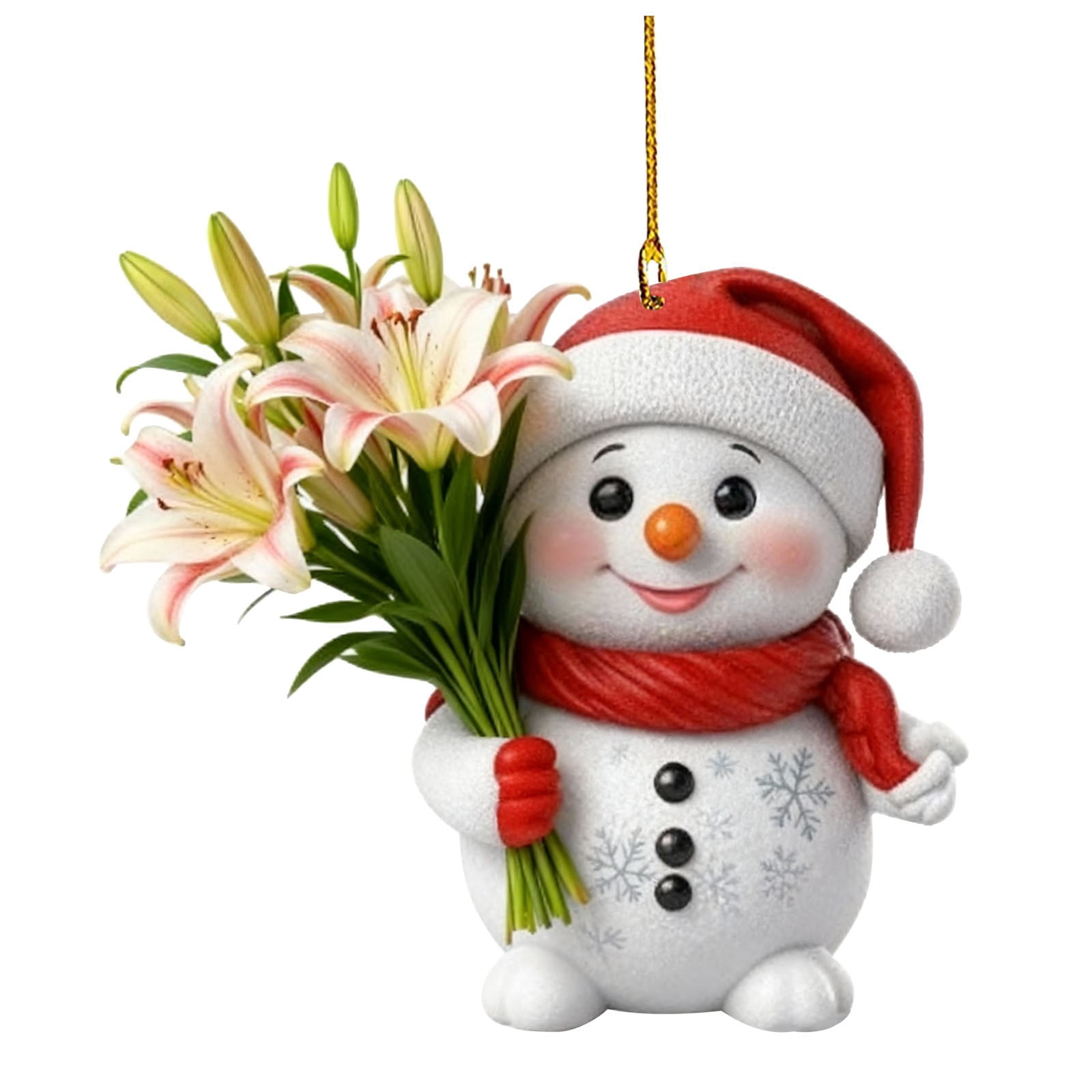 Snowman Hanging Ornament - Snowman with Flowers Ornaments for Christmas ...