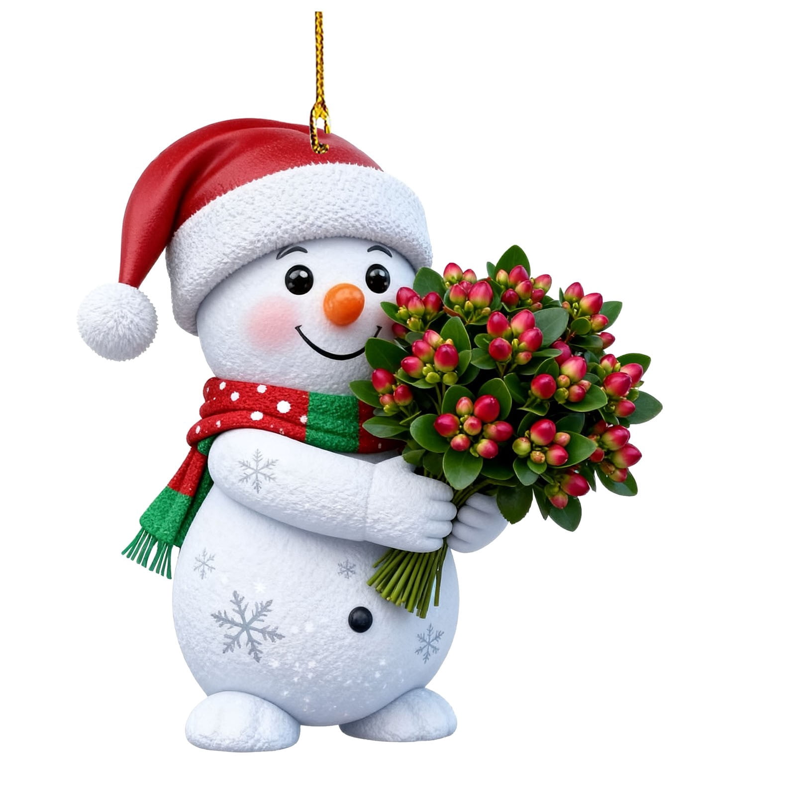 Snowman Hanging Ornament - Snowman with Flowers Ornaments for Christmas ...