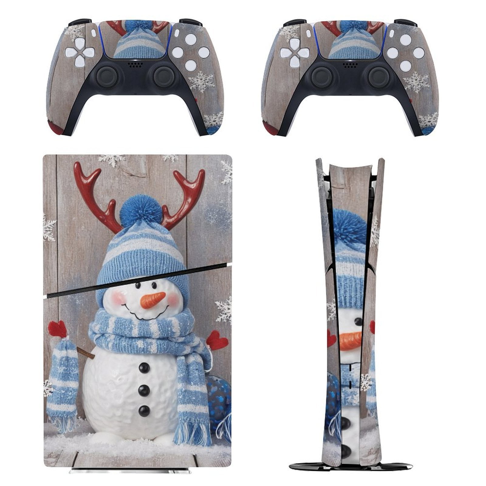 Snowman Holiday Whimsy Console Skin Bundle for PS5 Pro Slim Disc ...