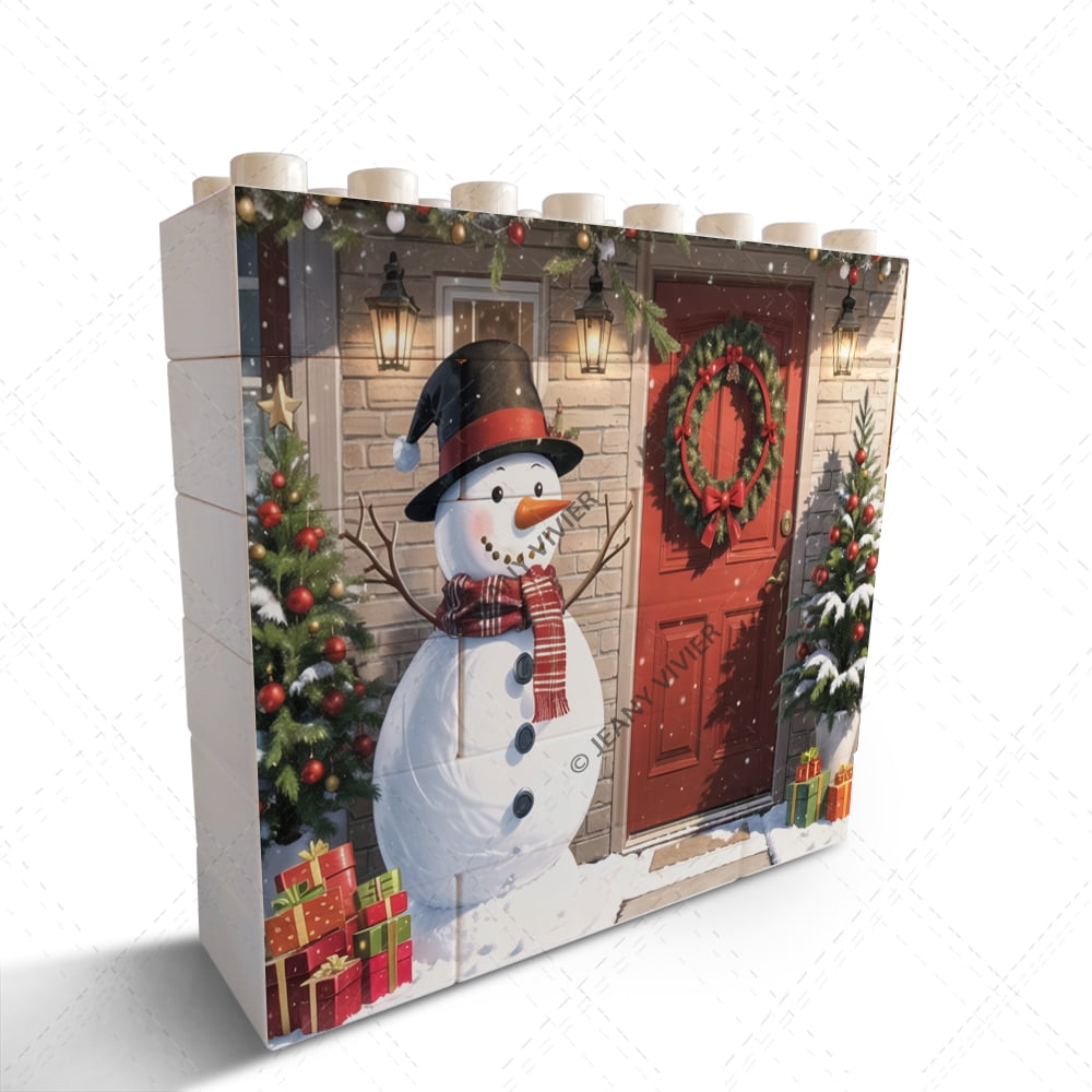 Snowman In Front of the Door Picture Home Office Desk Cubicle Shelf ...