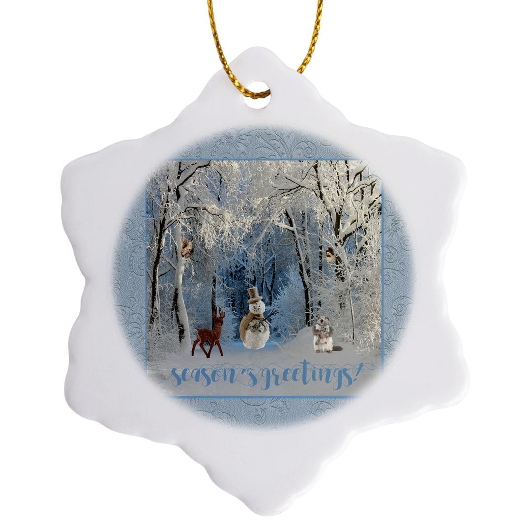 3drose, Snowman in the Forest with Deer, Beavers, Squirrel, Seasons ...