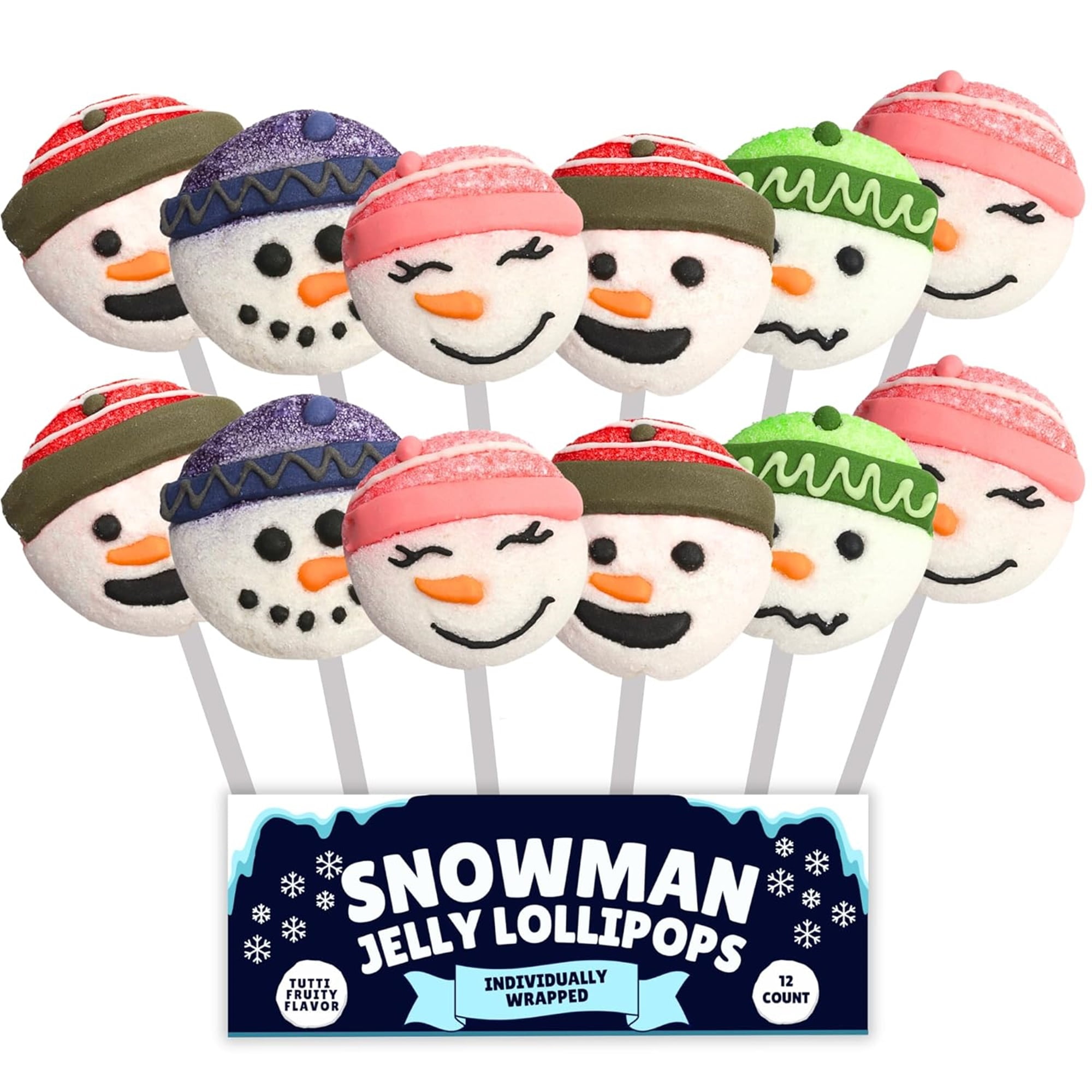 Snowman Jelly Lollipops, Christmas Gummy Candy, Stocking Stuffers, 12 ...