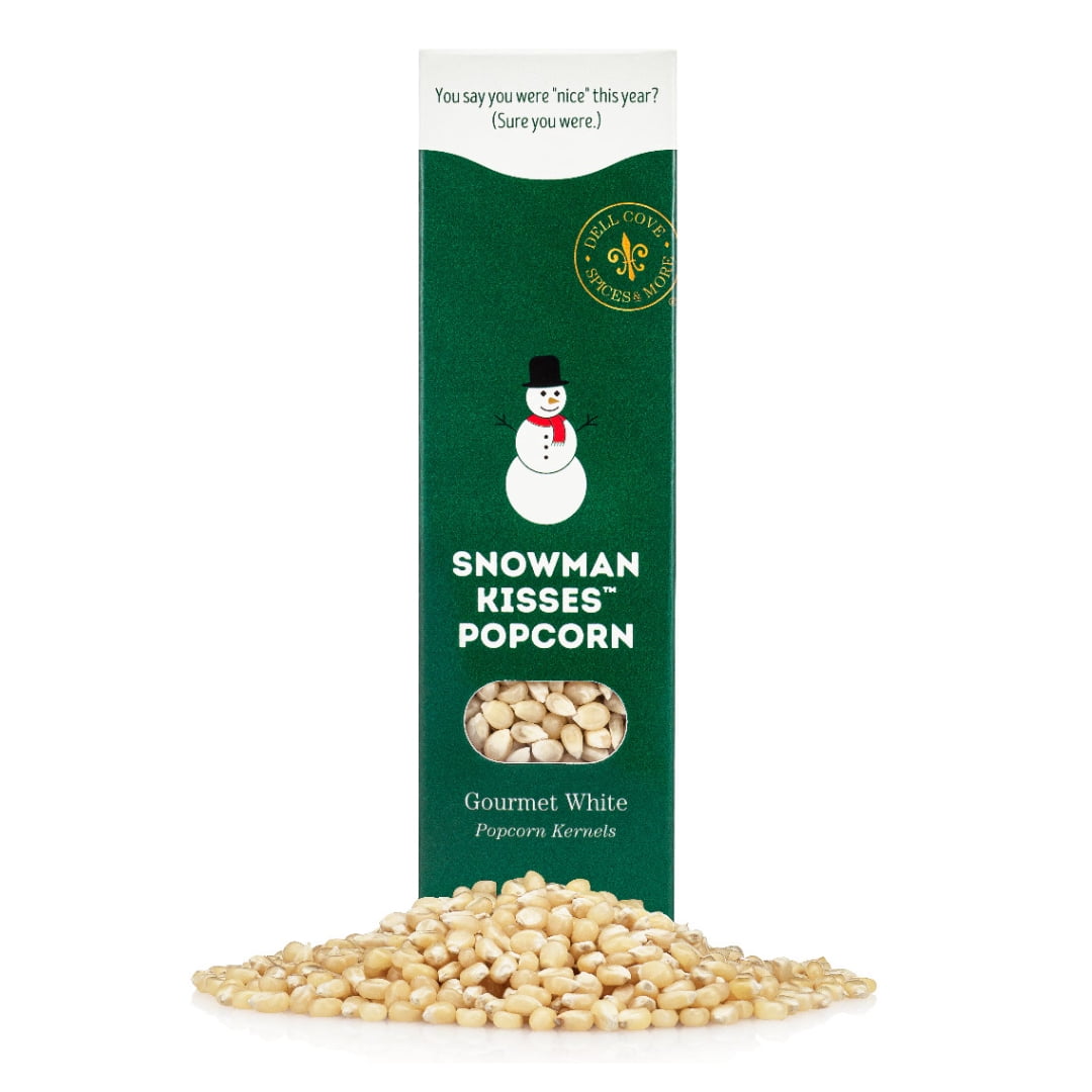 Snowman Kisses Popcorn Kernels by Dell Cove Spices - Unique Christmas Stocking Stuffer Gift and ...