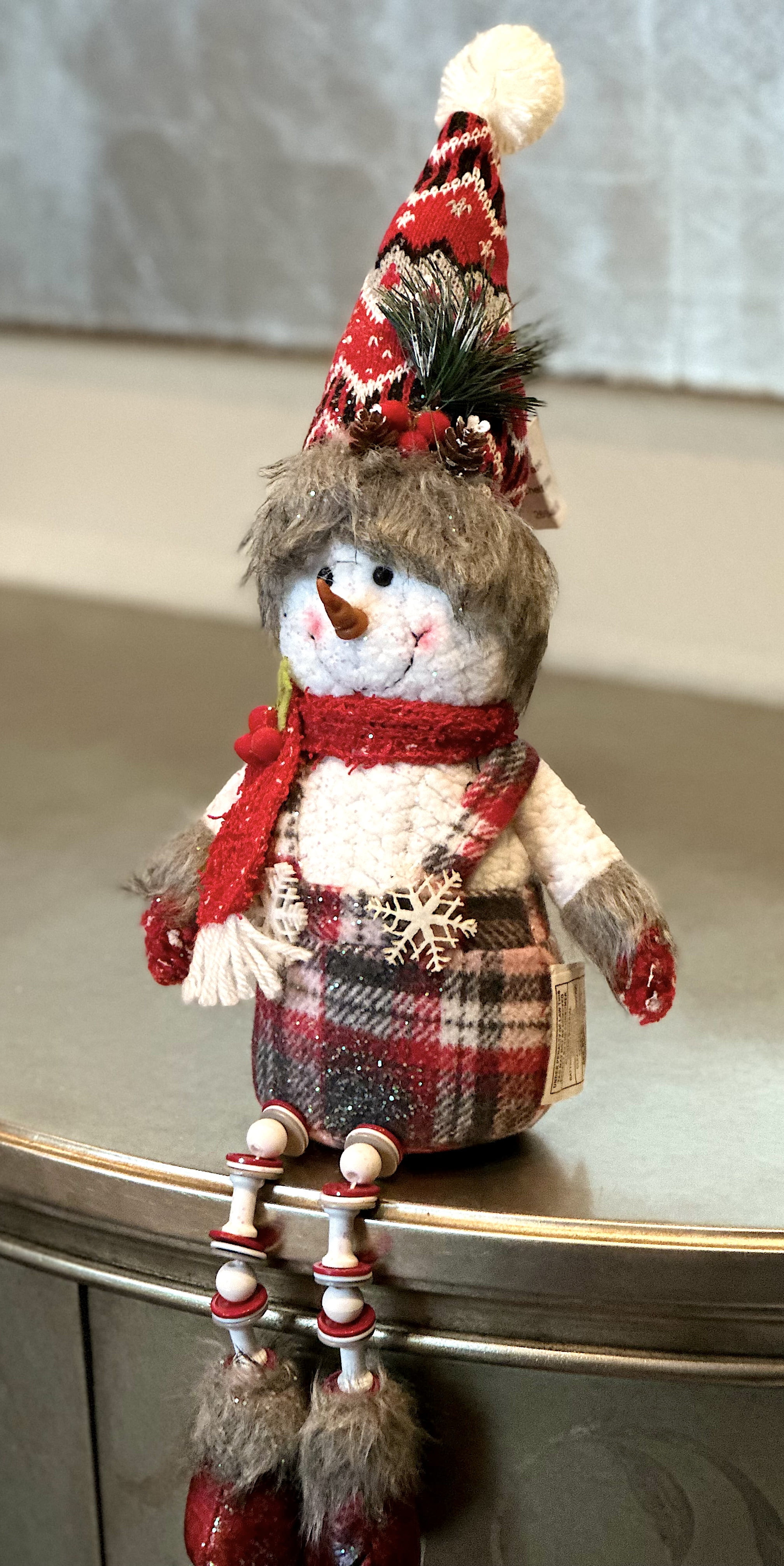 Snowman Long Hat Plush Shelf Sitter Stuffed Figurine W Dangling Legs ...