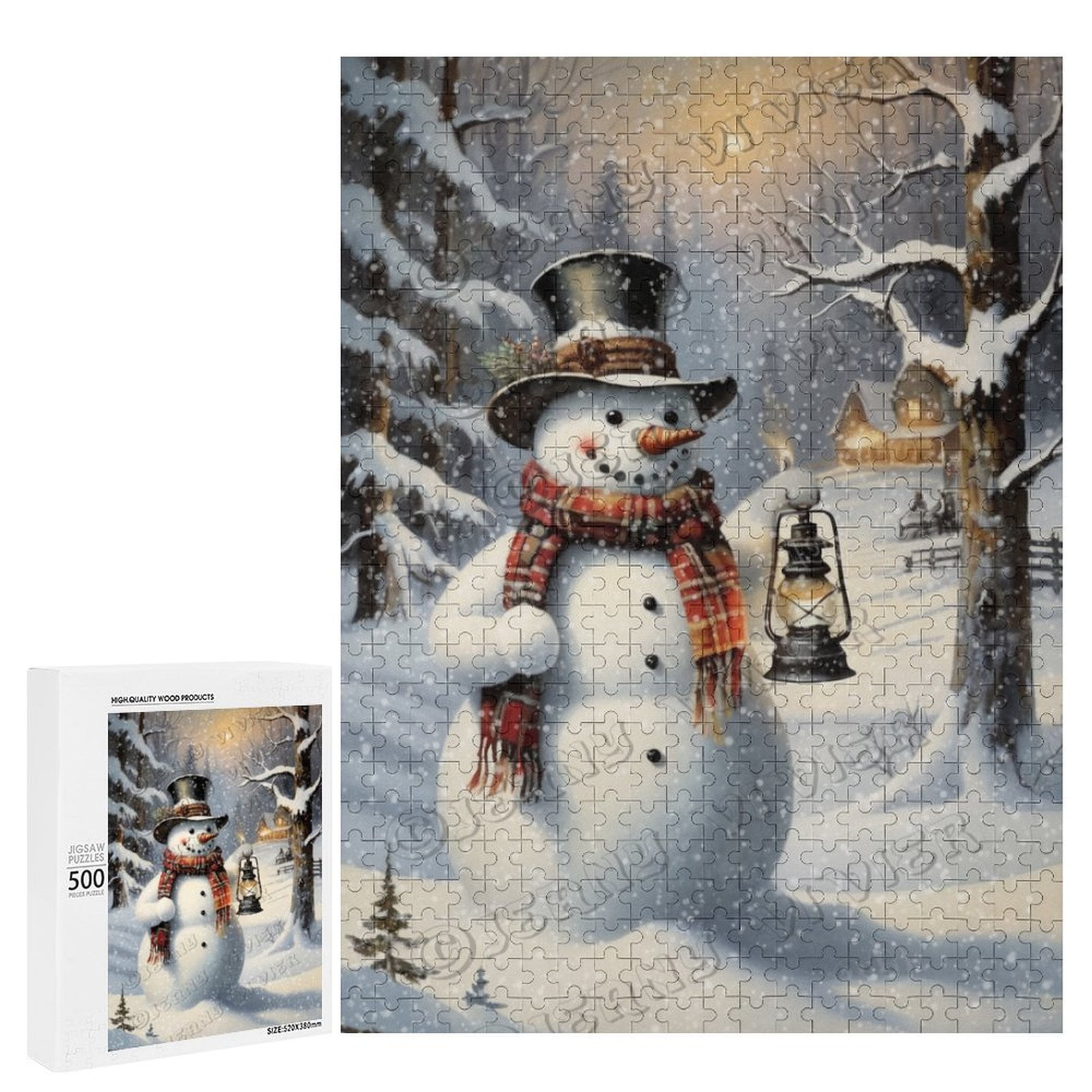 Snowman With Oil Lamp Puzzle Jigsaw Puzzles for Adults 500 Pieces ...