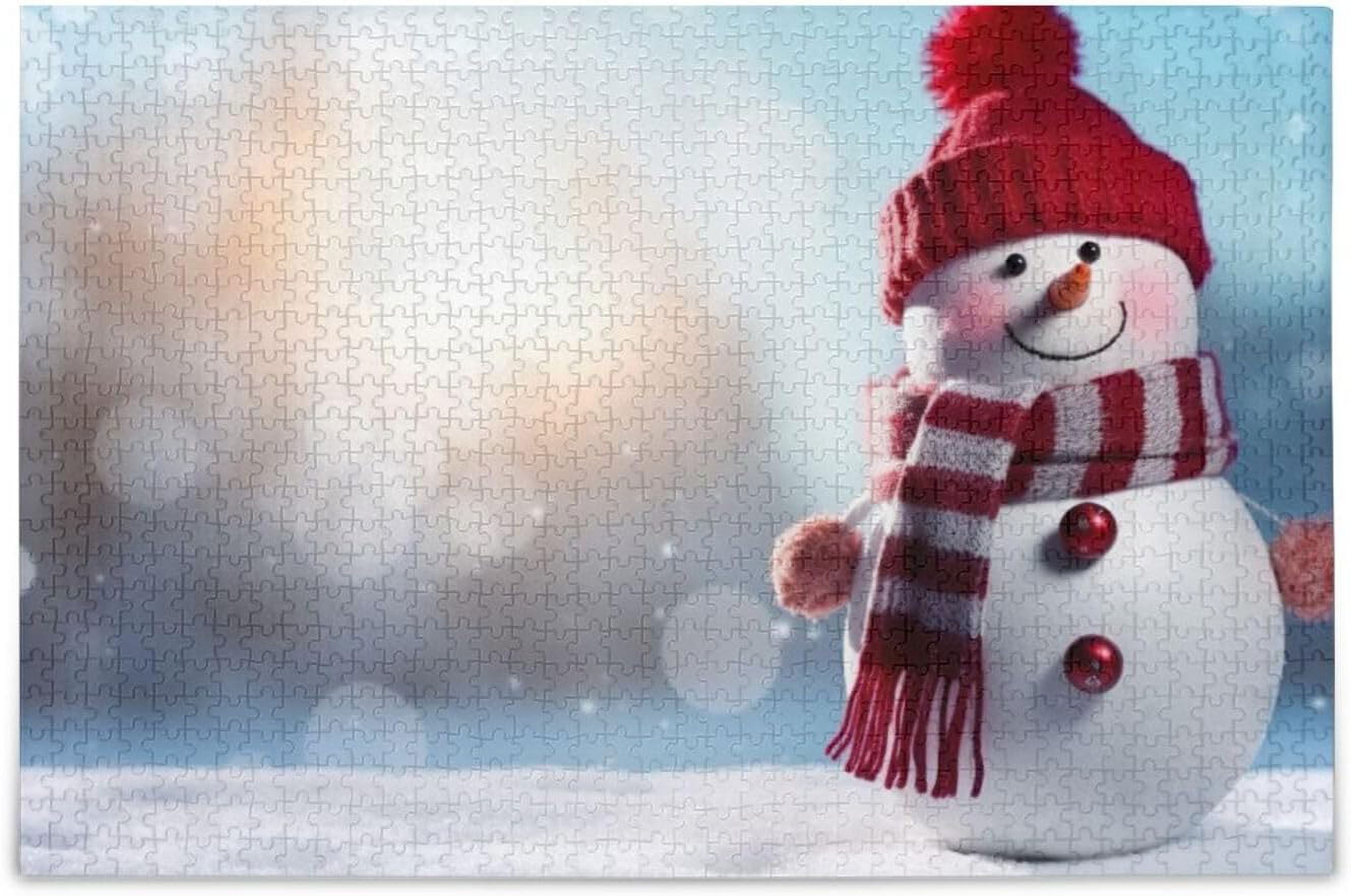 Snowman Pattern Puzzle 1000 Pieces - Wooden Jigsaw Puzzles for Family ...