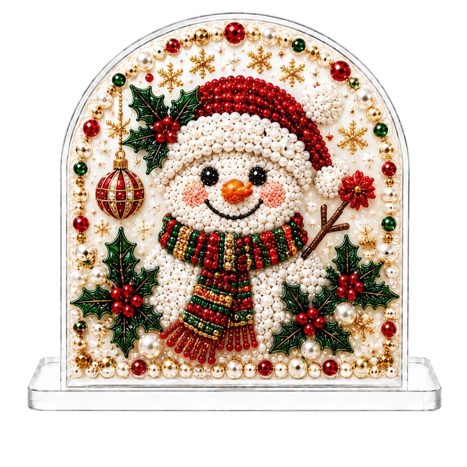 Snowman Pearl Diamond Art Acrylic Tissue Box Holder, DIY Decorative ...