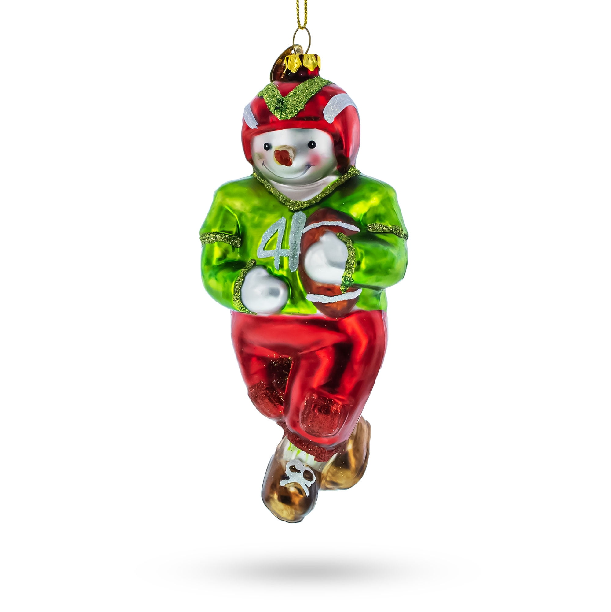 Snowman Playing Football Blown Glass Christmas Ornament - Walmart.com