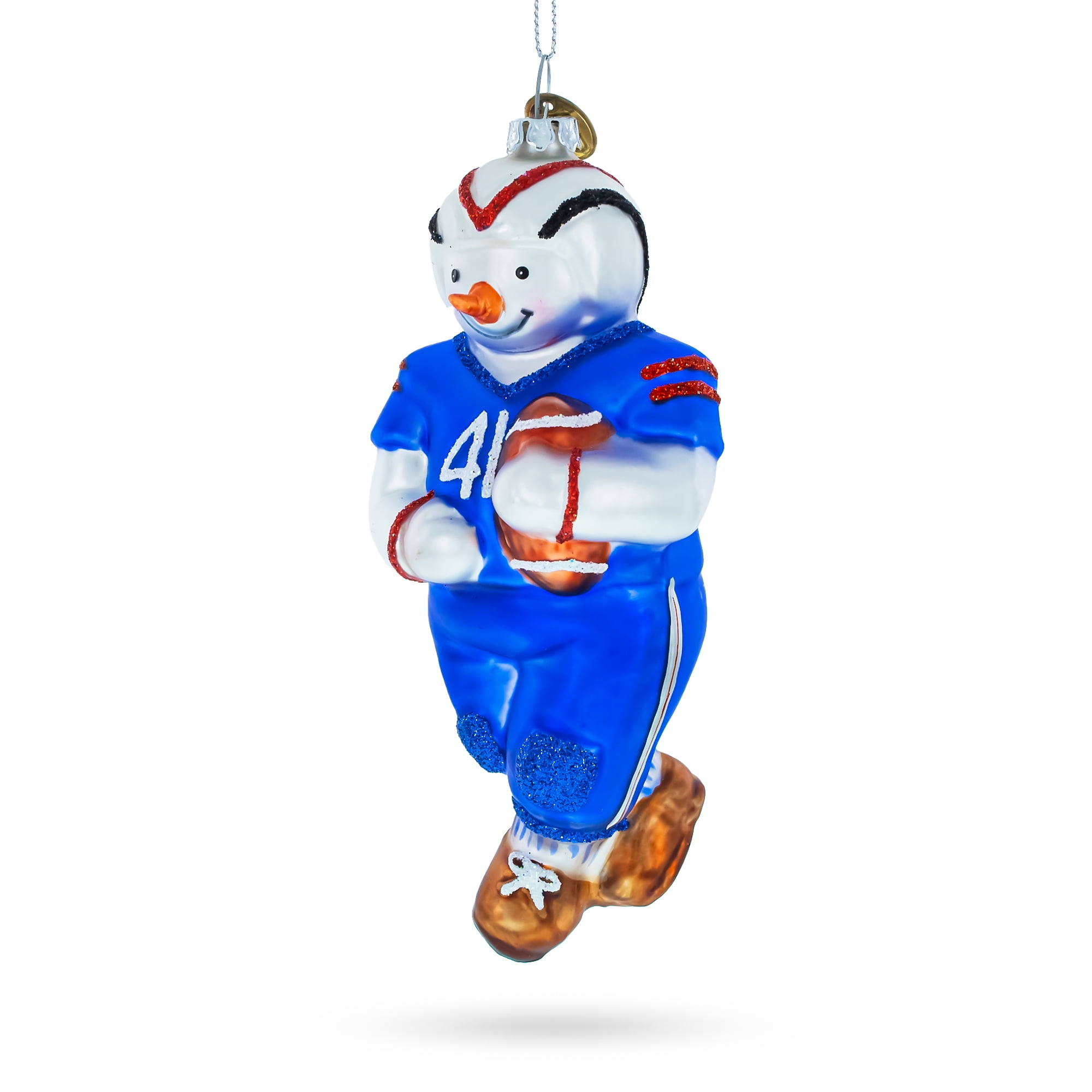 Snowman Playing Football Blown Glass Christmas Ornament - Walmart.com