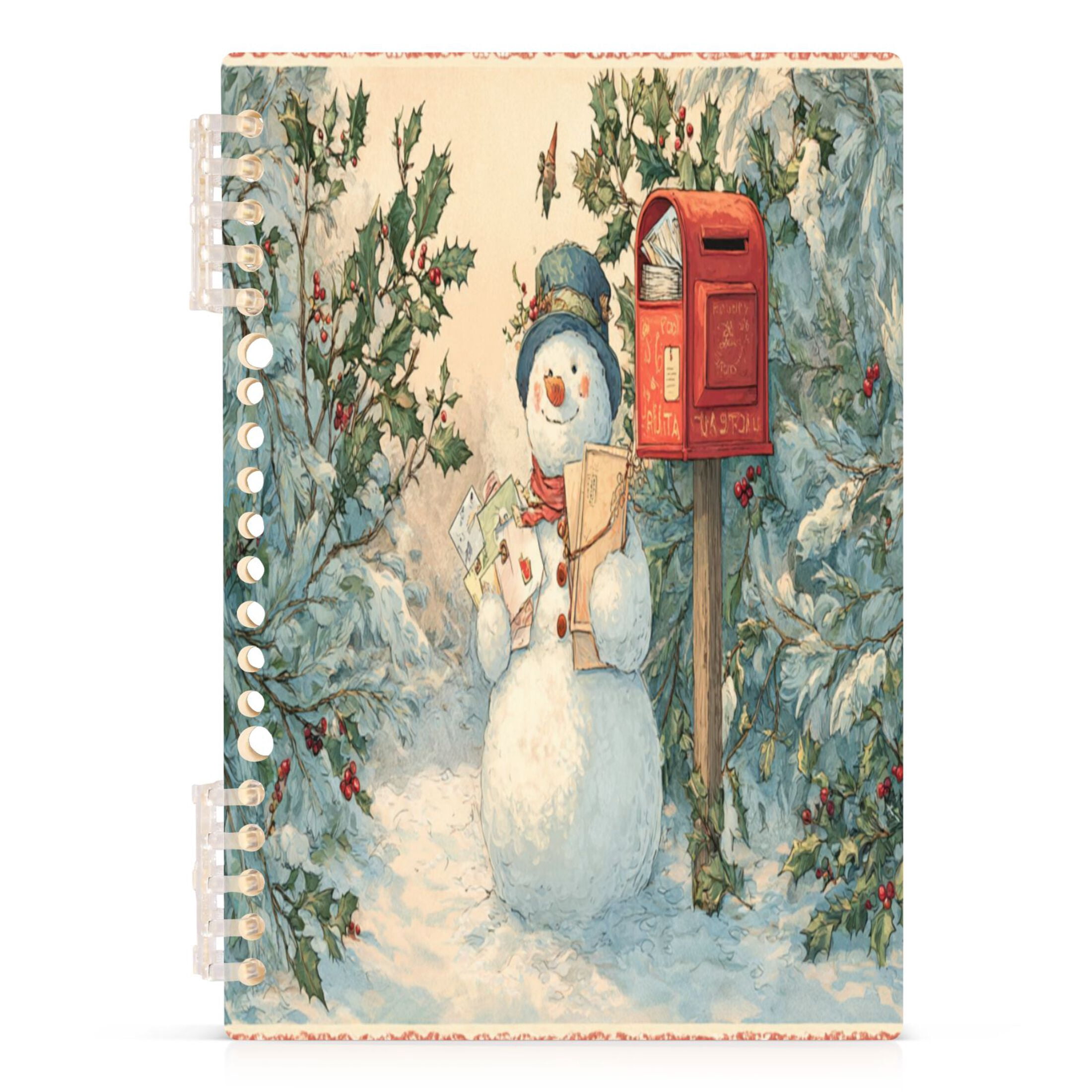 Snowman Postman Notebook College Horizontal Grid Paper Ink Spill ...