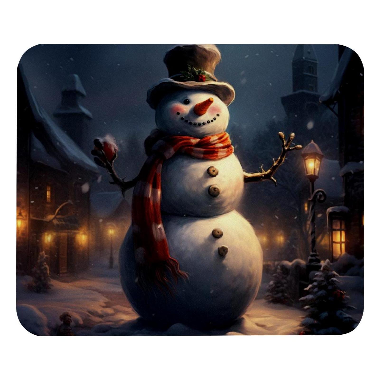 Snowman Printed Square Desk Mat Gaming Mouse Pad with Non-Slip Rubber ...