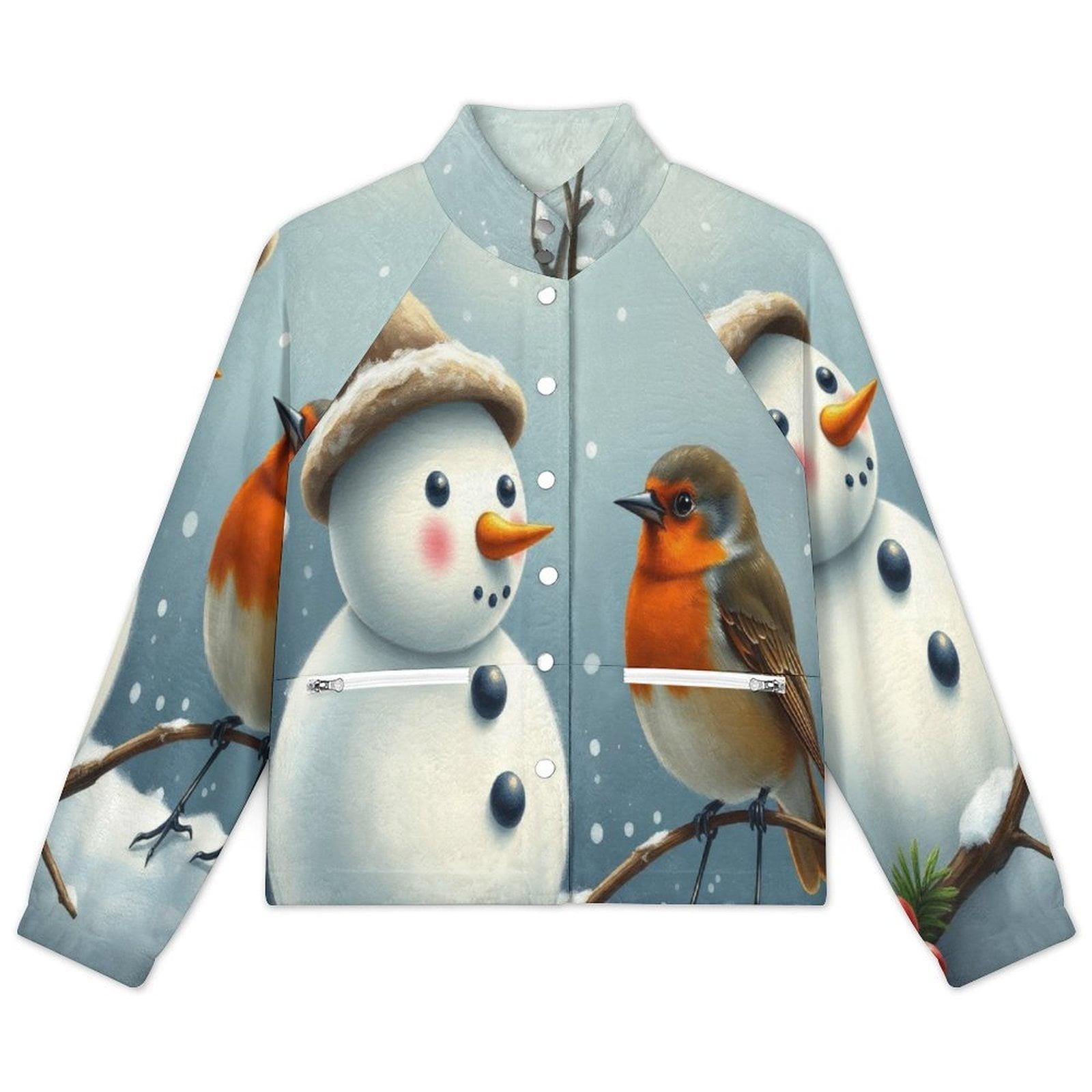 Snowman Robin Winter Jacket Women's Stand Collar Warm Outwear Autumn ...