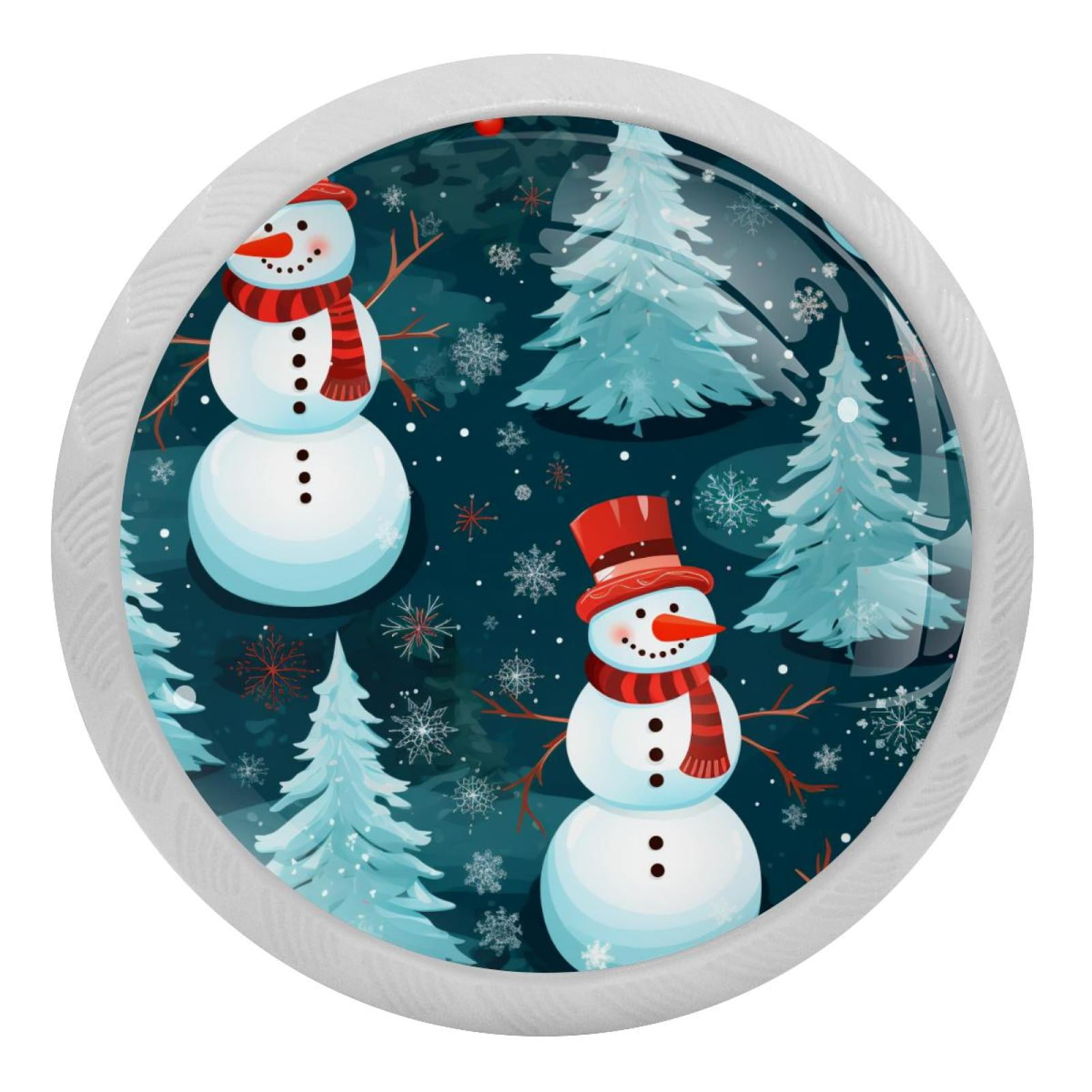 Snowman Round Glow-in-the-Dark Cabinet Knobs with Screws - 4 Pack | Fluorescent Drawer Pulls ...