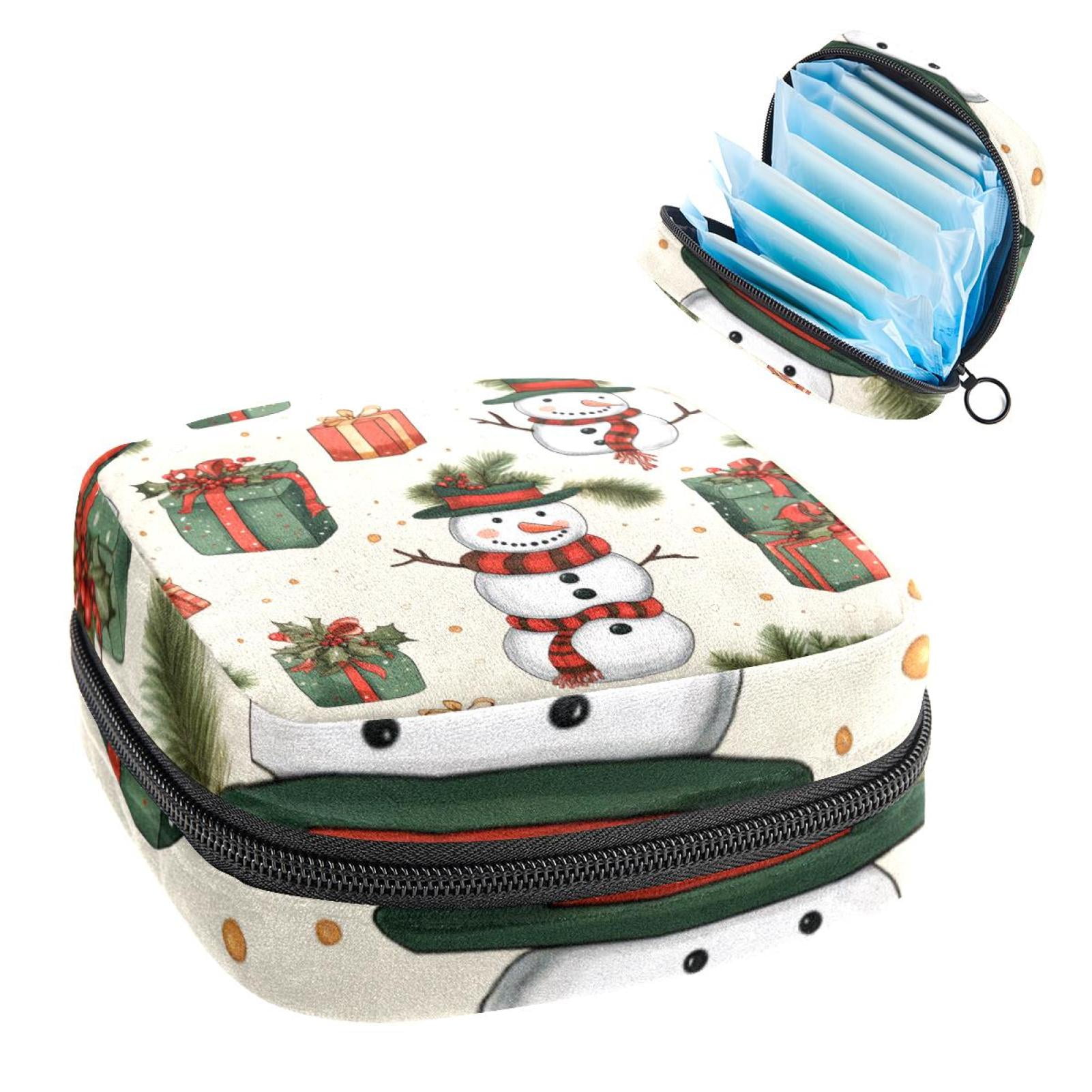 Snowman Sanitary Napkin Bag Period Pouch Travel Organizer Zipper Pouch ...