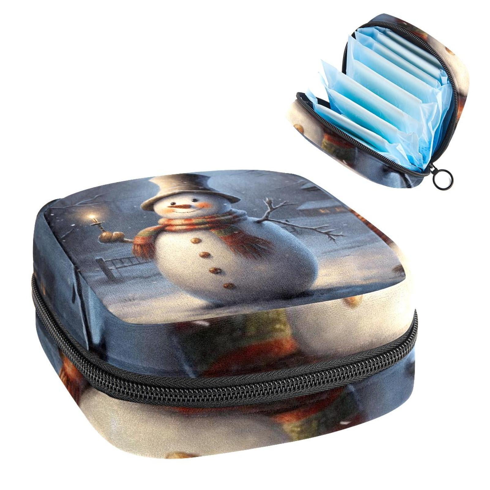 Snowman Sanitary Napkin Bag Period Pouch Travel Organizer Zipper Pouch ...