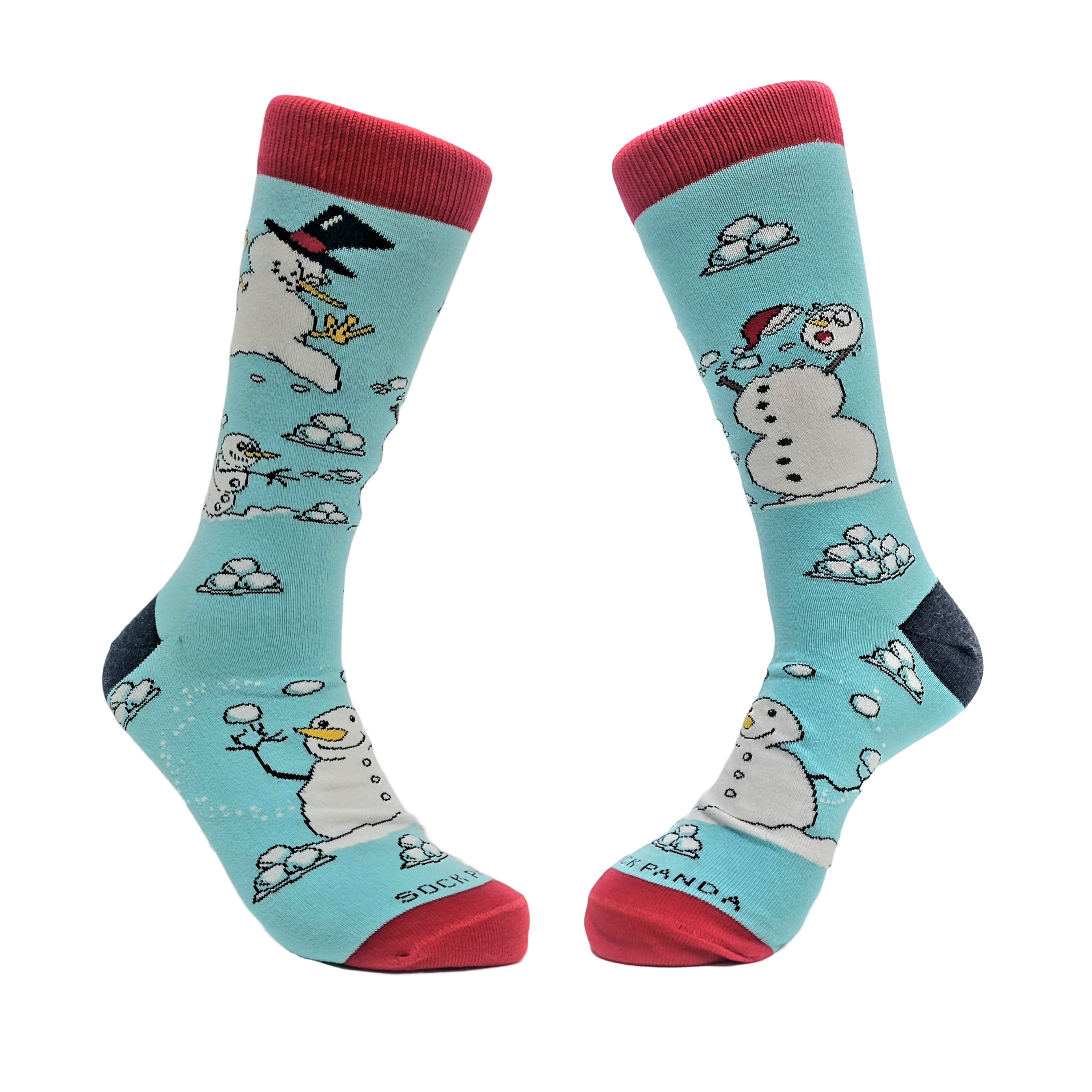 Snowman Snowball Fight Socks (Adult Large - Men's Shoe Sizes 8-12 ...