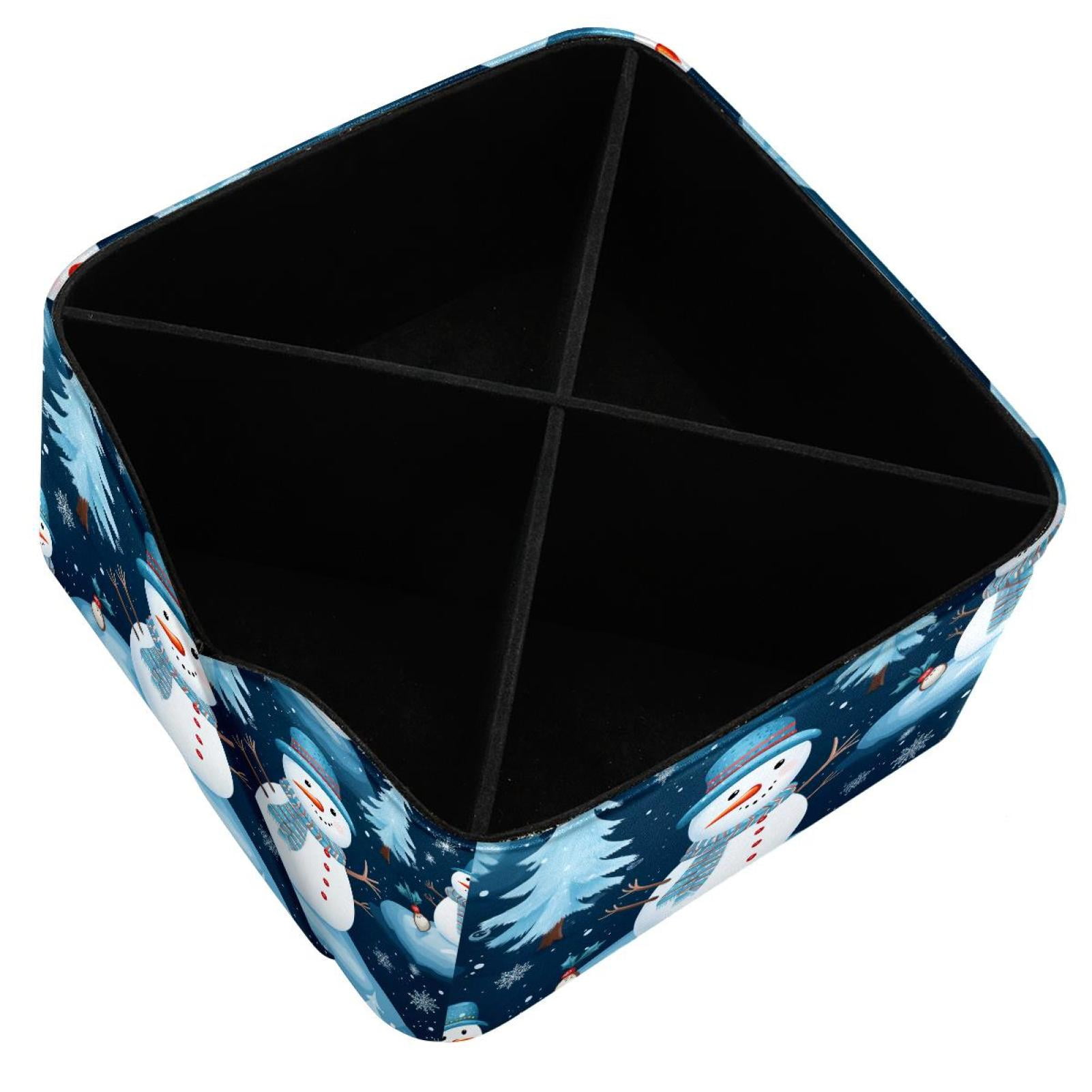 Snowman Square Pen Case with 4 Compartments, Removable Dividers, Brush ...