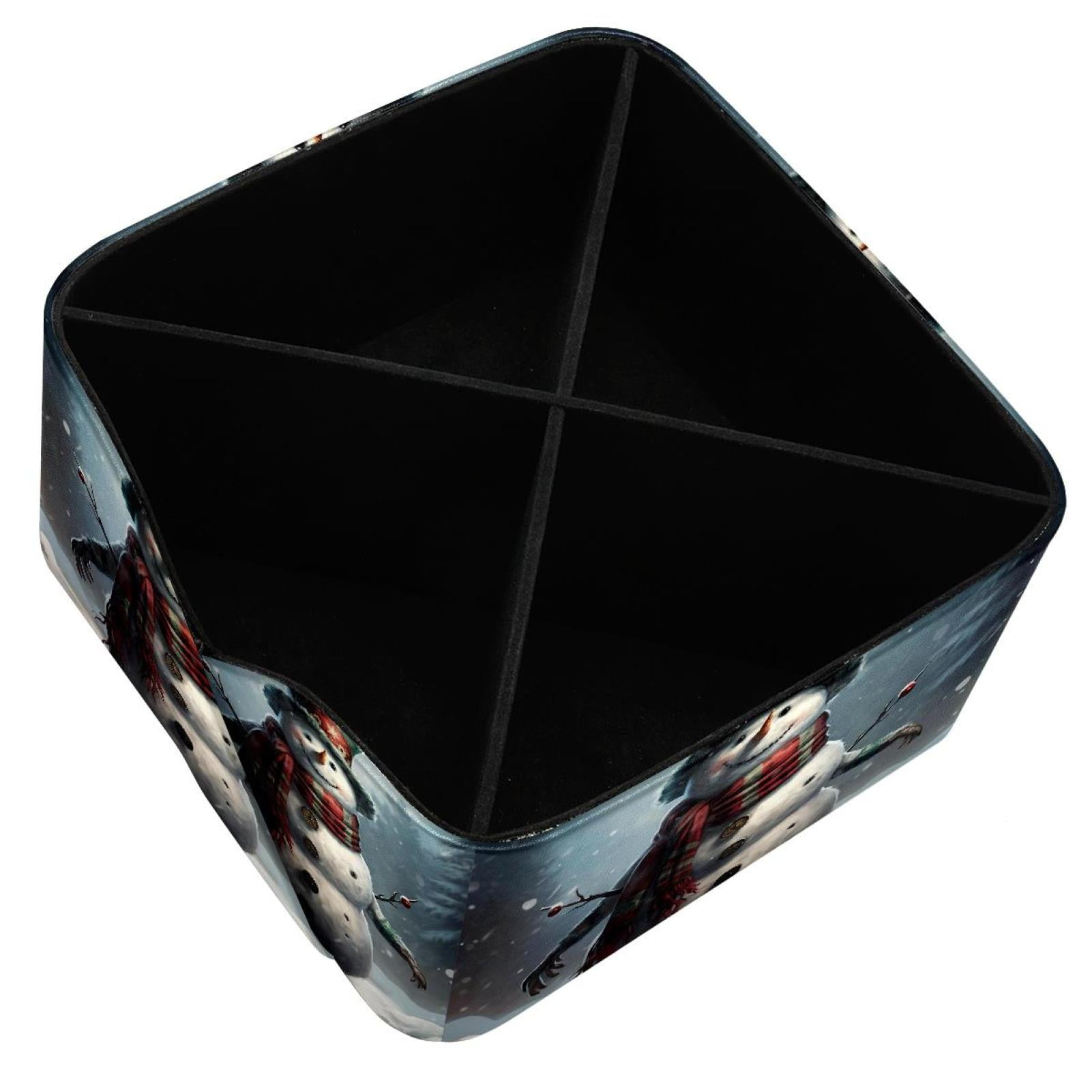 Snowman Square Pencil Case with 4 Compartments, Removable Dividers, Pen ...